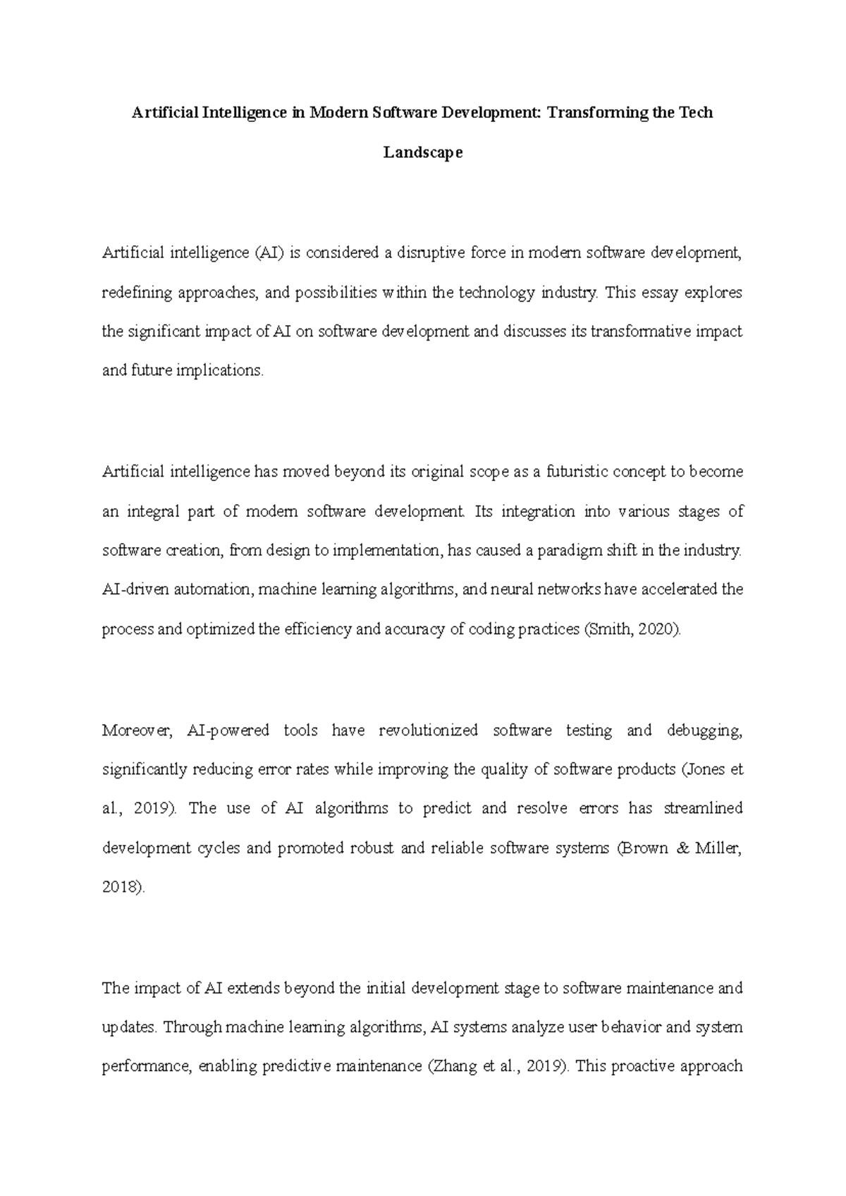 AI's Transformative Role in Modern Software Development: Analysis & Future Insights - Studocu