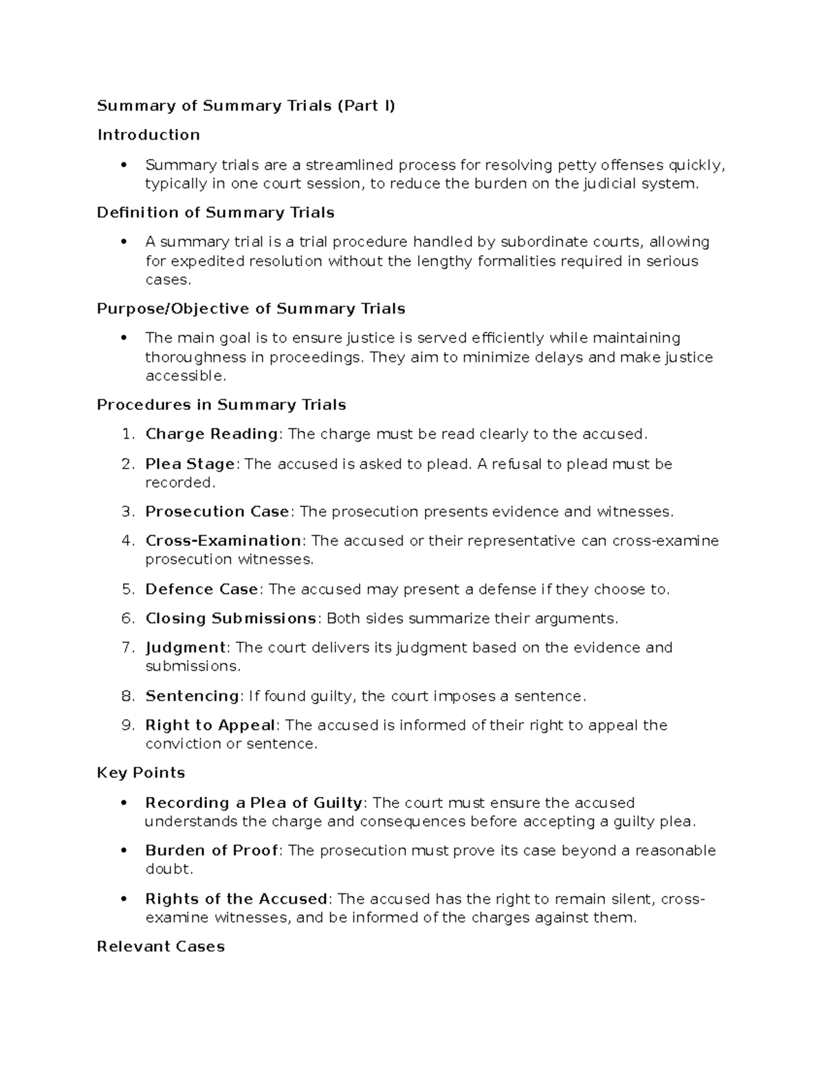 Summary of Summary Trials part 1 - Definition of Summary Trials A ...