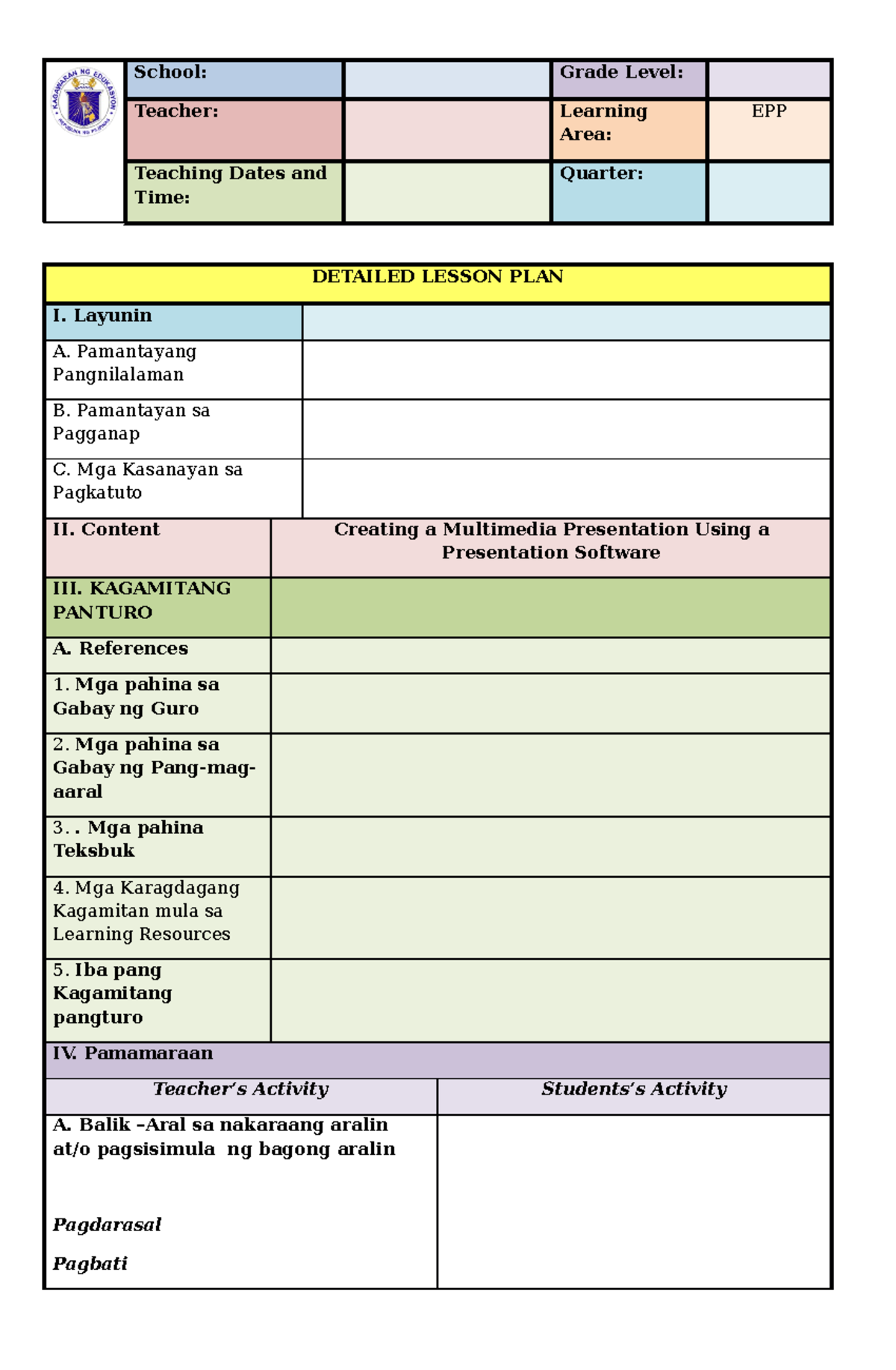 DLP- Tagalog Detailed Lesson Plan for EPP Class - Studocu