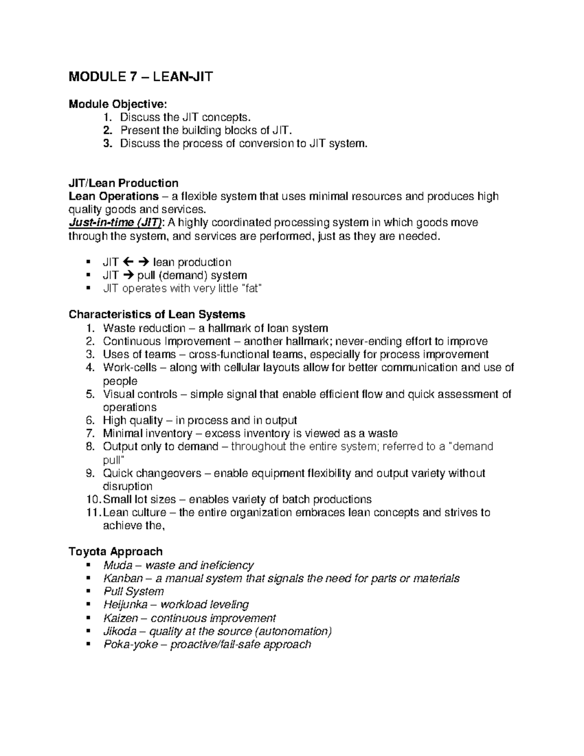 Module 7 - Lean JIT - notes in LIN JIT - MODULE 7 – LEAN-JIT Module ...