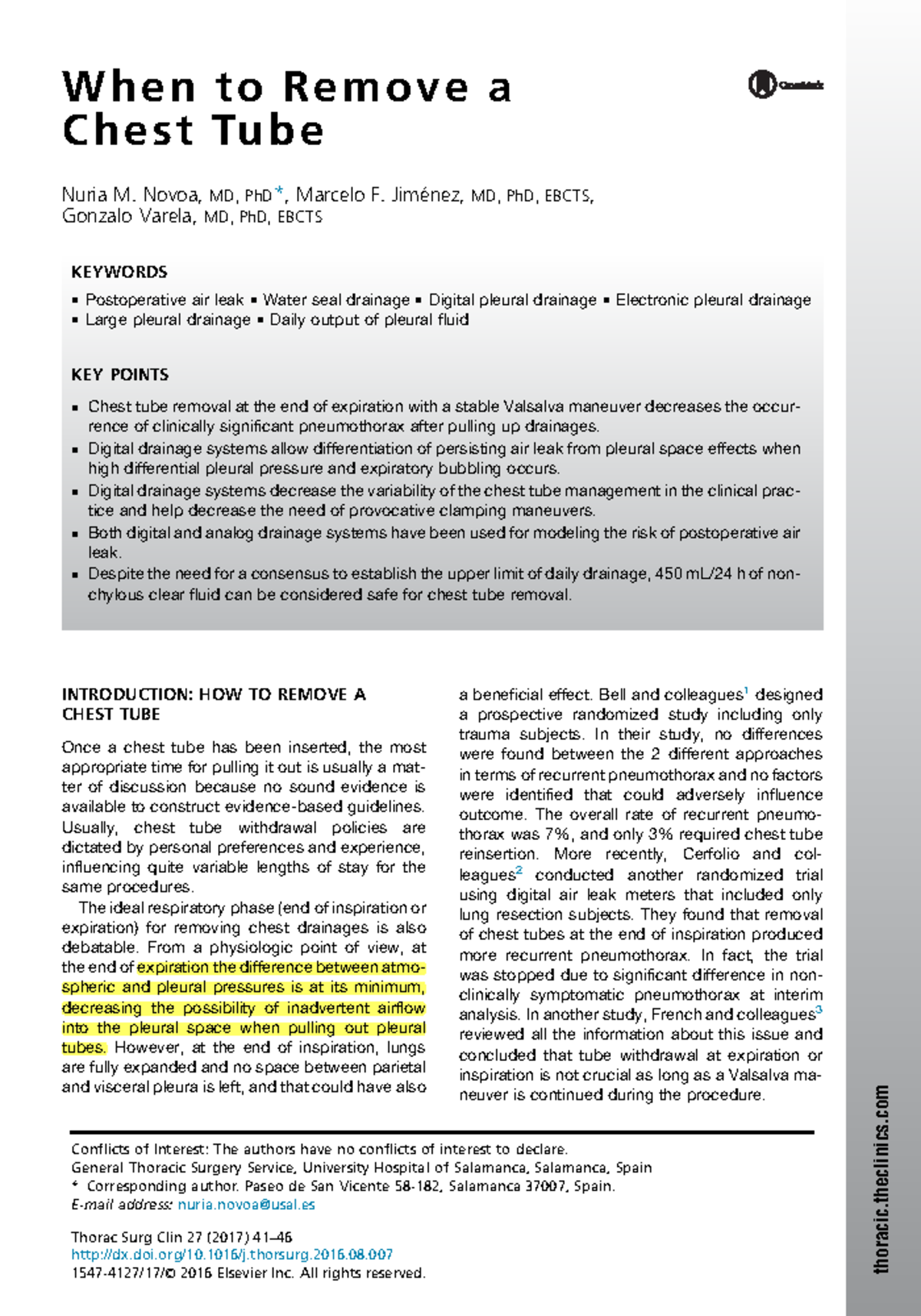 Guía Práctica para la Retirada de TUBO Torácico (Médicina - TMT-101 ...