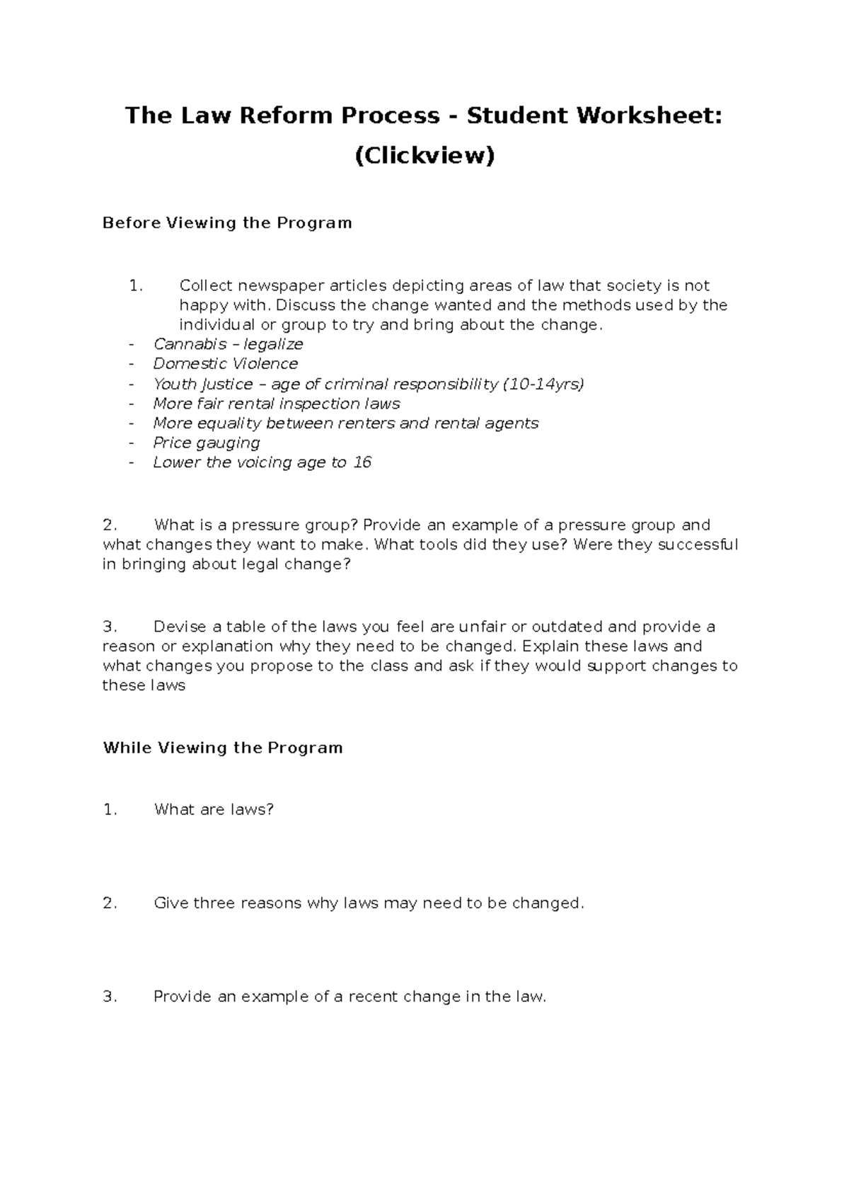 The Law Reform Process - clickview - The Law Reform Process - Student ...
