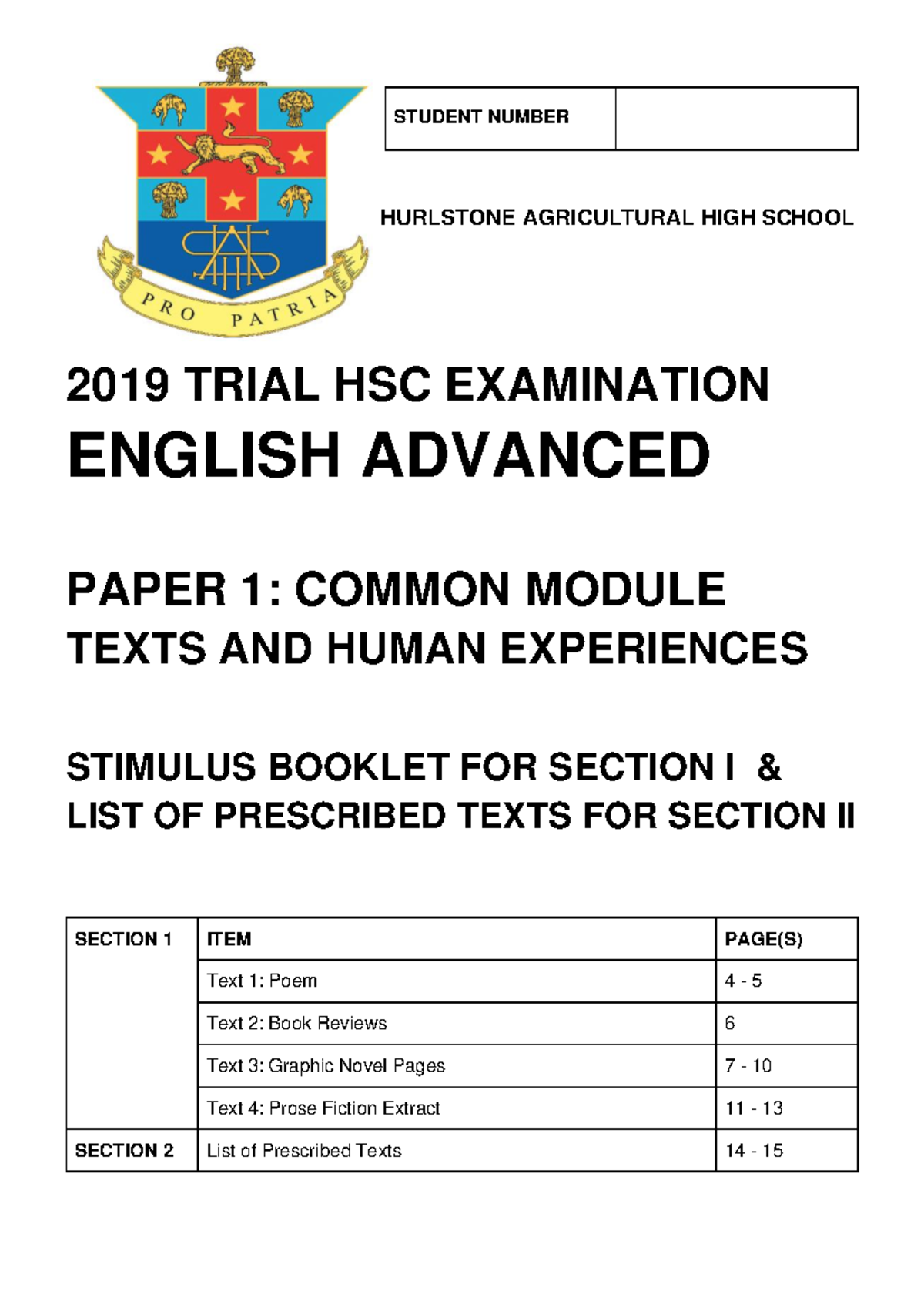 Trial HSC Paper 1 Adv Stimulus Booklet - STUDENT NUMBER HURLSTONE ...