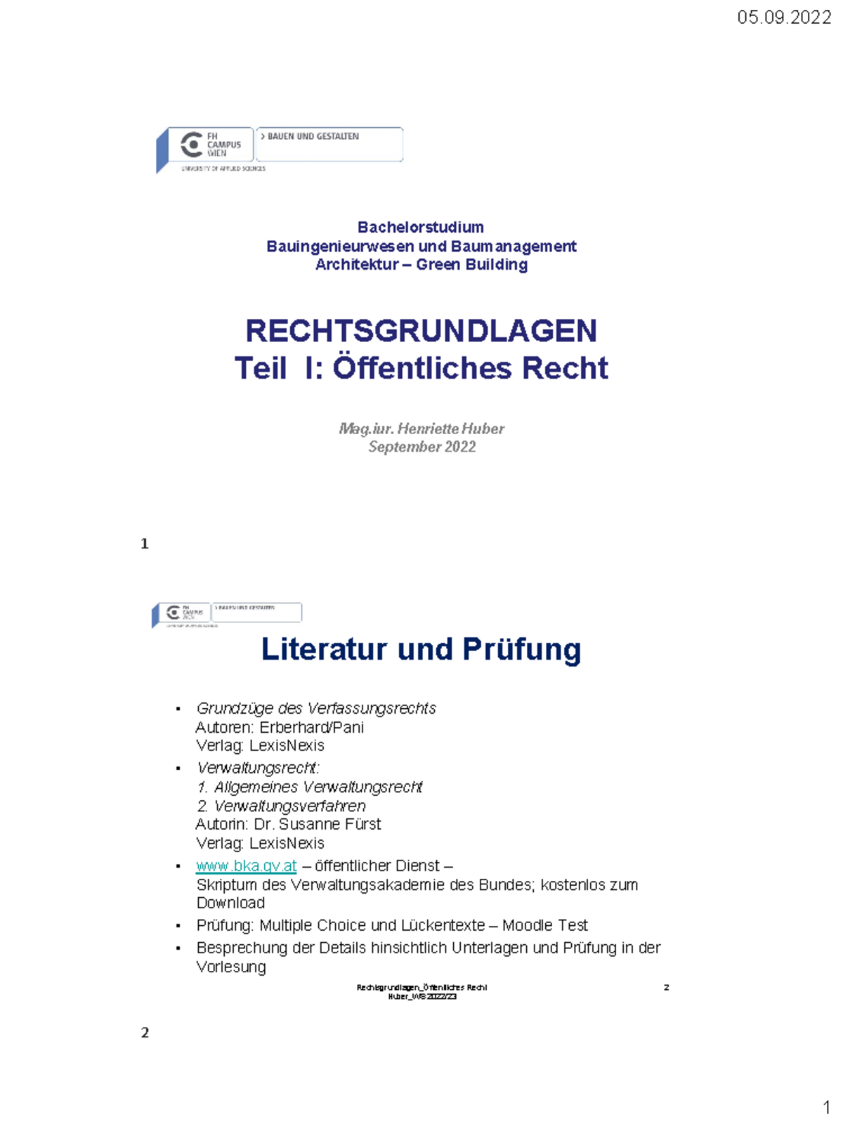 Rechtsgrundlagen Öffentliches Recht - Huber_WS 2022 Handout - Studocu