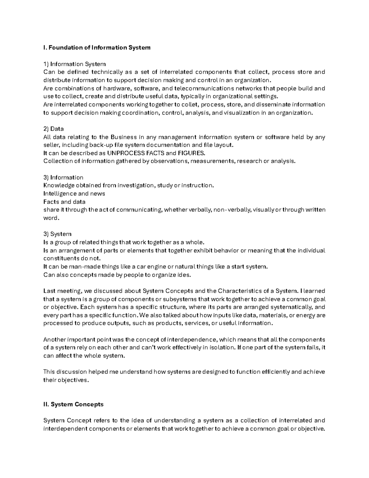 Foundations of Information Systems: Key Concepts & Definitions - Studocu