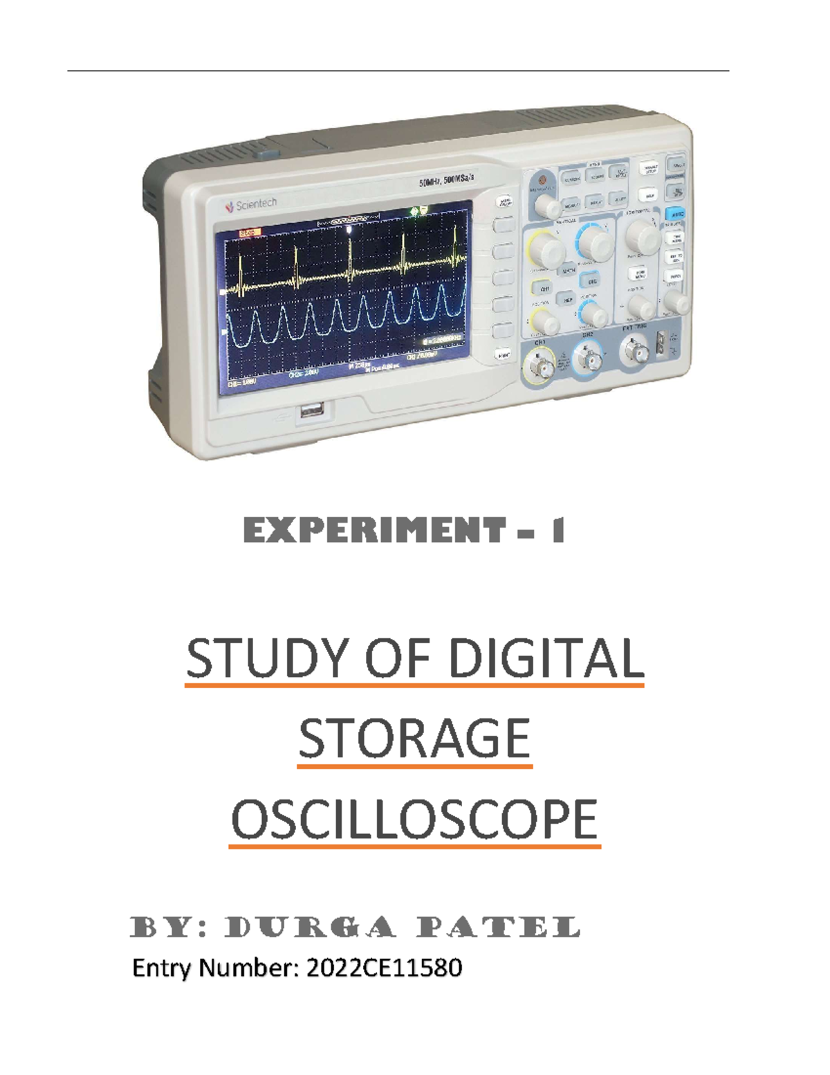 Dso - Study of Digital Storage Oscilloscope: Experiments and ...