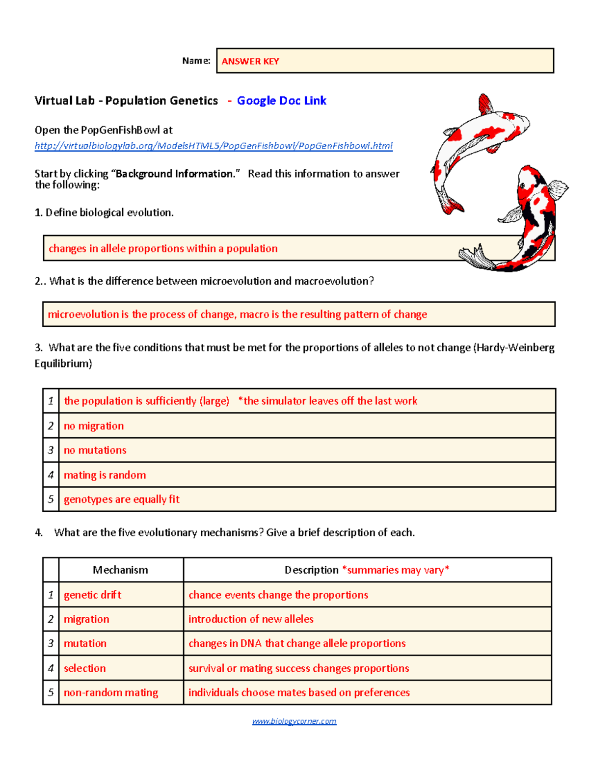 Population Genetics - Hardy-Weinberg Equilibrium Lab Answers - Studocu