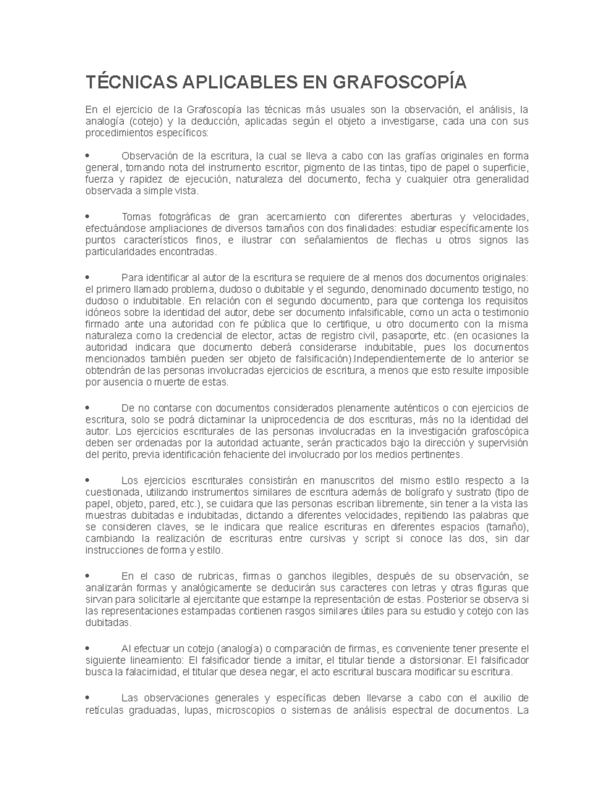 TÉcnicas Aplicables EN GrafoscopÍa - TÉCNICAS APLICABLES EN GRAFOSCOPÍA ...