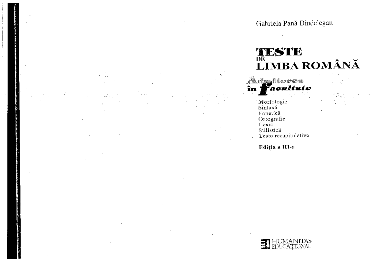 Test 86652404 - Limba Romana Examination Overview - Studocu