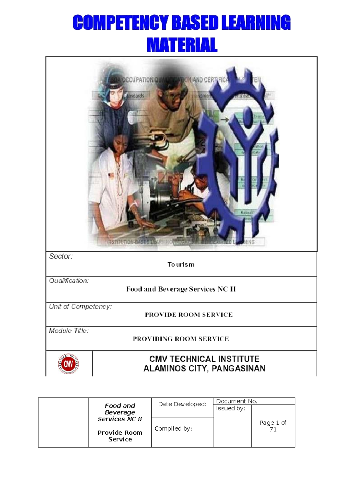 Food and Beverage Services NC II: Room Service Training Module - Studocu