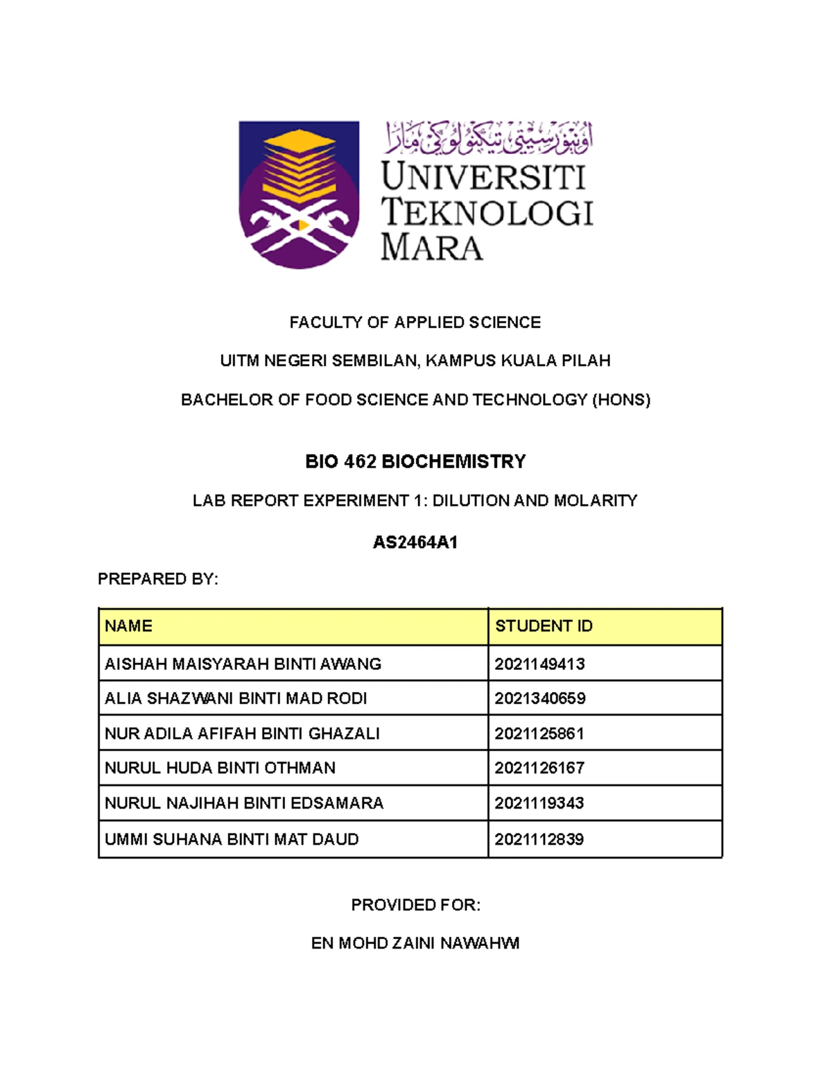 LAB Report Experiment 1 Reactions OF Alcohol AND Phenols - Organic ...
