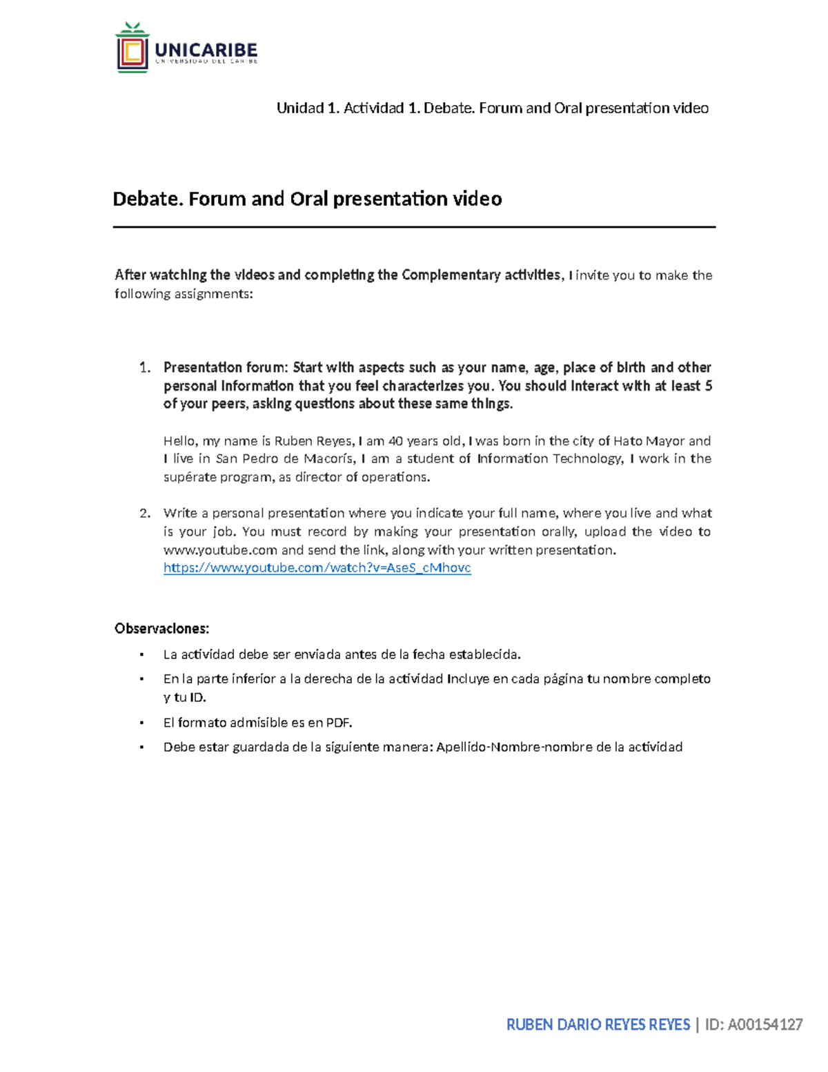 Debate Assignment Instructions: Unit 1 Activity - A - Studocu