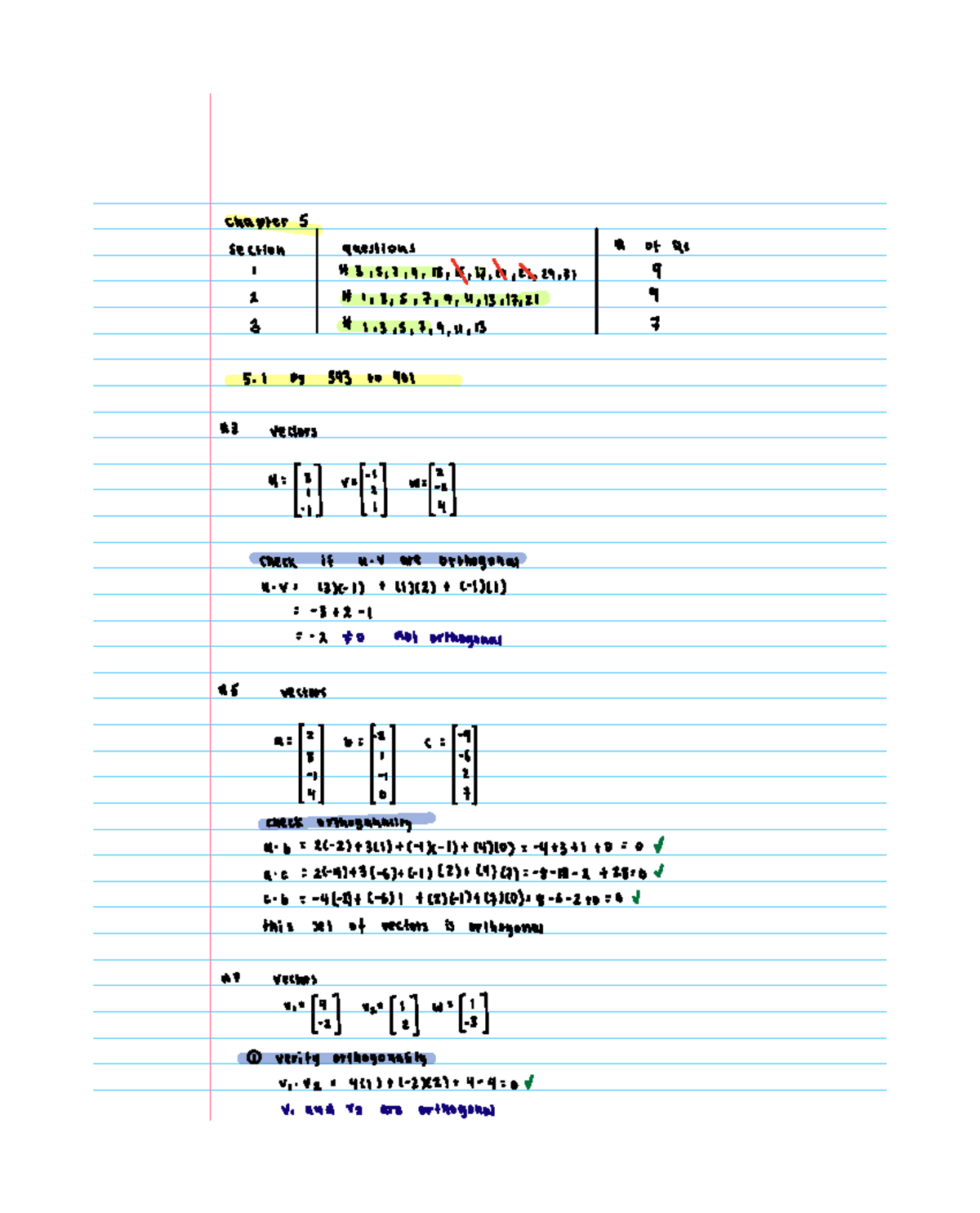 Ch 5 Suggested Practice: Orthogonality & Vector Spaces in Math 19121 ...