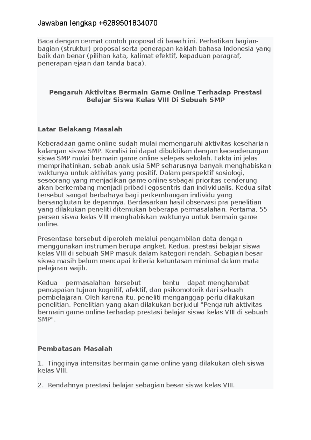 Pengaruh Aktivitas Game Online Terhadap Prestasi Belajar Siswa SMP ...