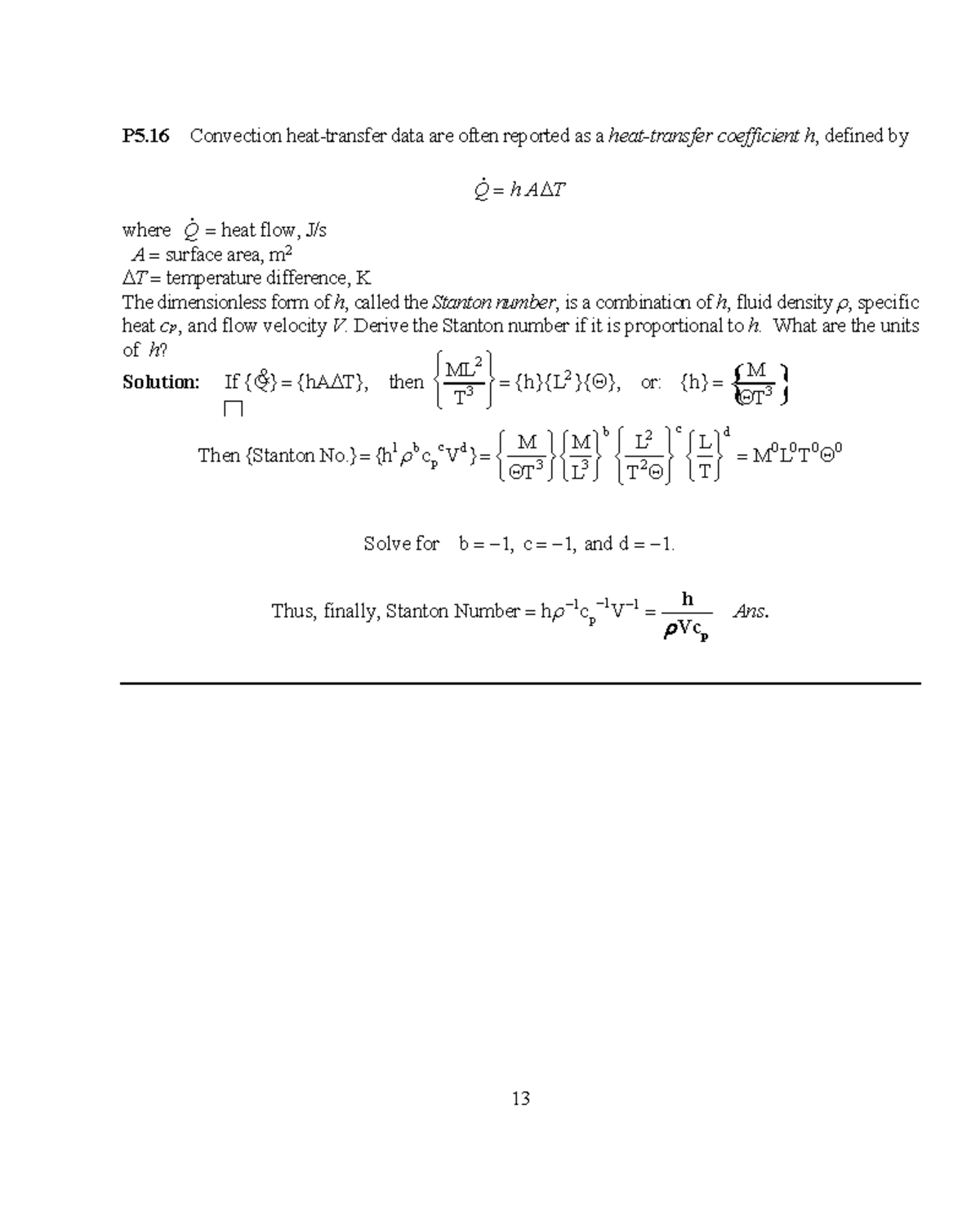P5.16 Stanton Number Derivation and Coefficient h Analysis - Studocu