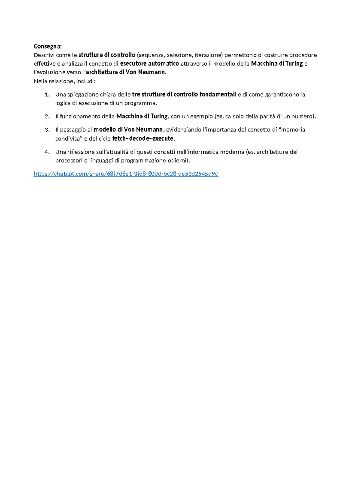 Compito 10: Strutture di Controllo e Macchine di Turing/Von Neumann ...
