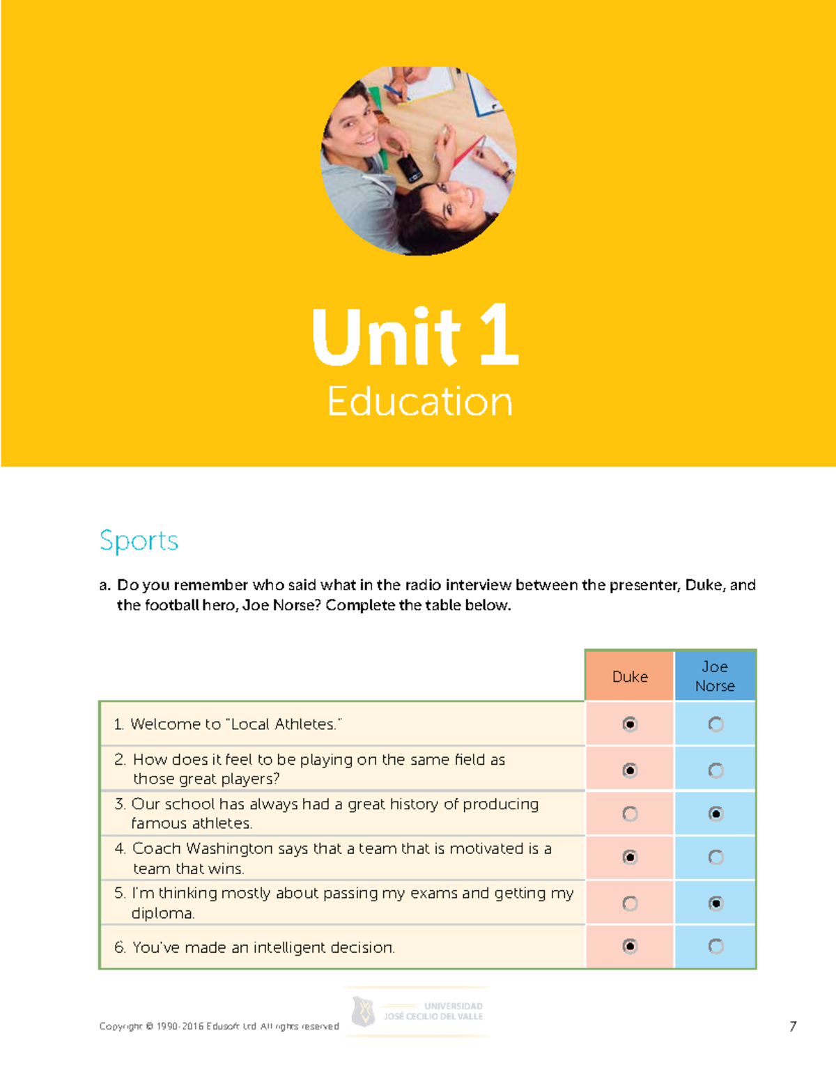 Intermediate 1 Workbook: Unit 1 Activities and Exercises - Studocu