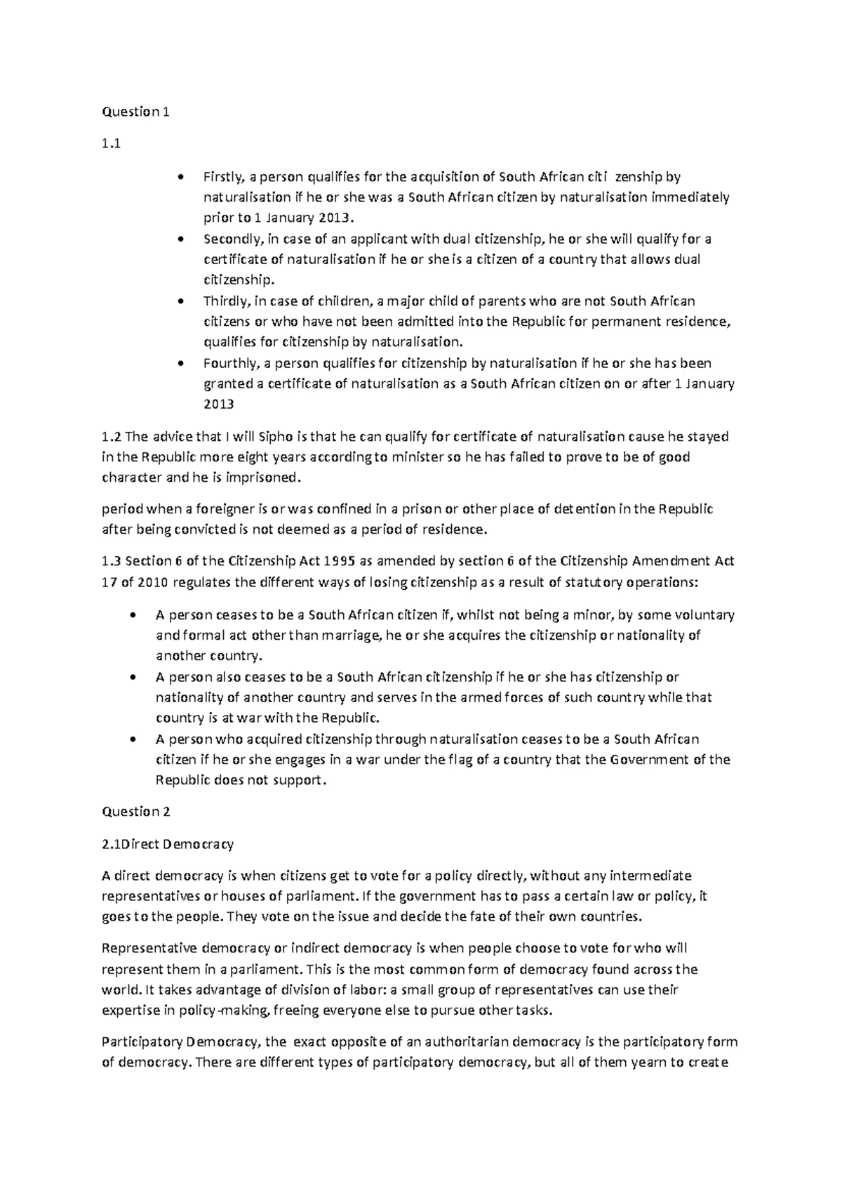 CPD1501/S1/2024 Assignment 2: Citizenship, Public Participation & Democracy - Studocu