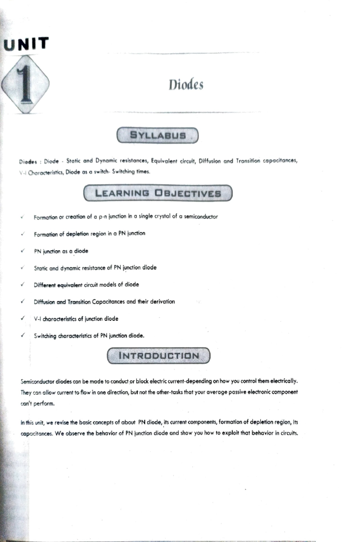 EDC Unit 1: Diodes - Static/Dynamic Resistances & Characteristics - Studocu