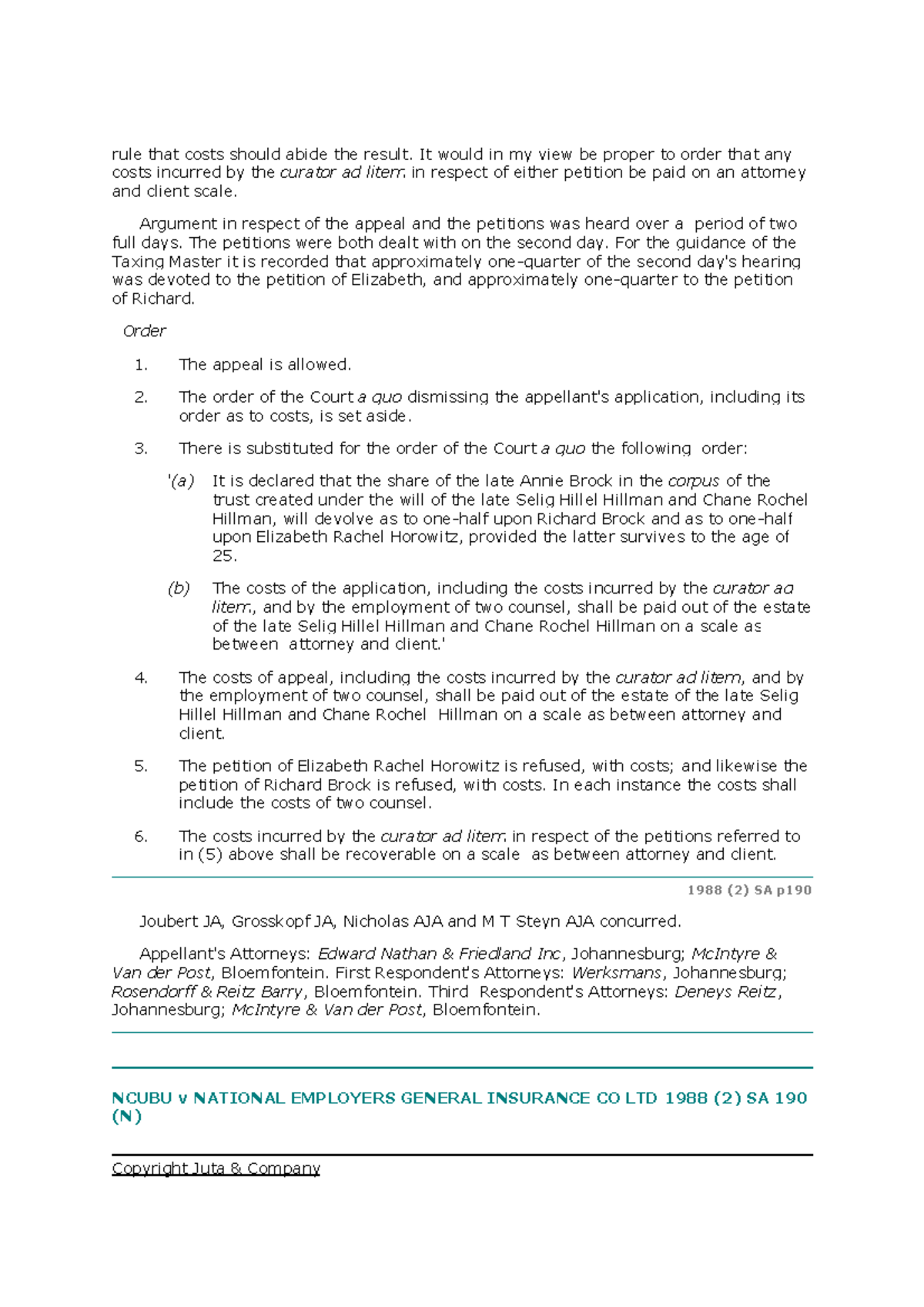 Gliksman v Talekinsky 1955: Case Study Analysis and Key Findings - Studocu