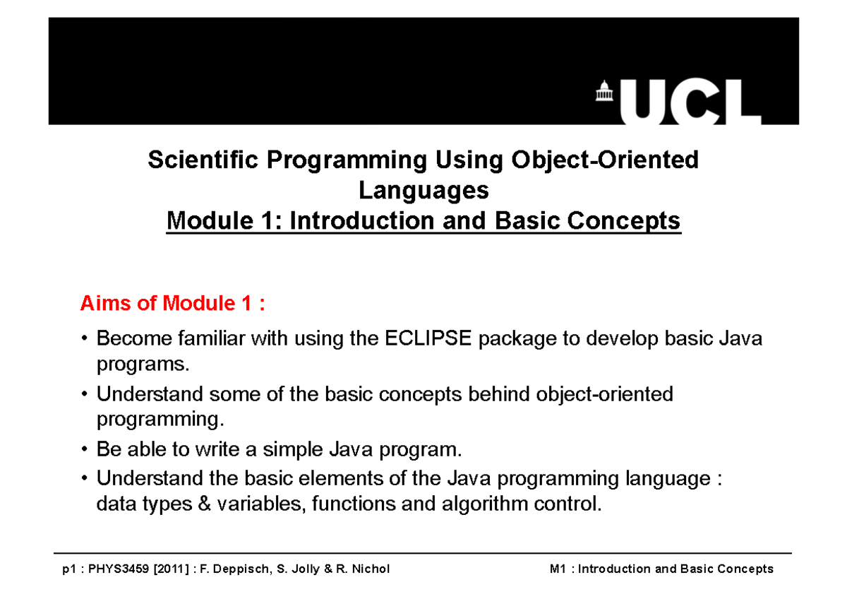 Scientific Programming: OOP Concepts in Java - Module 1 Overview - Studocu
