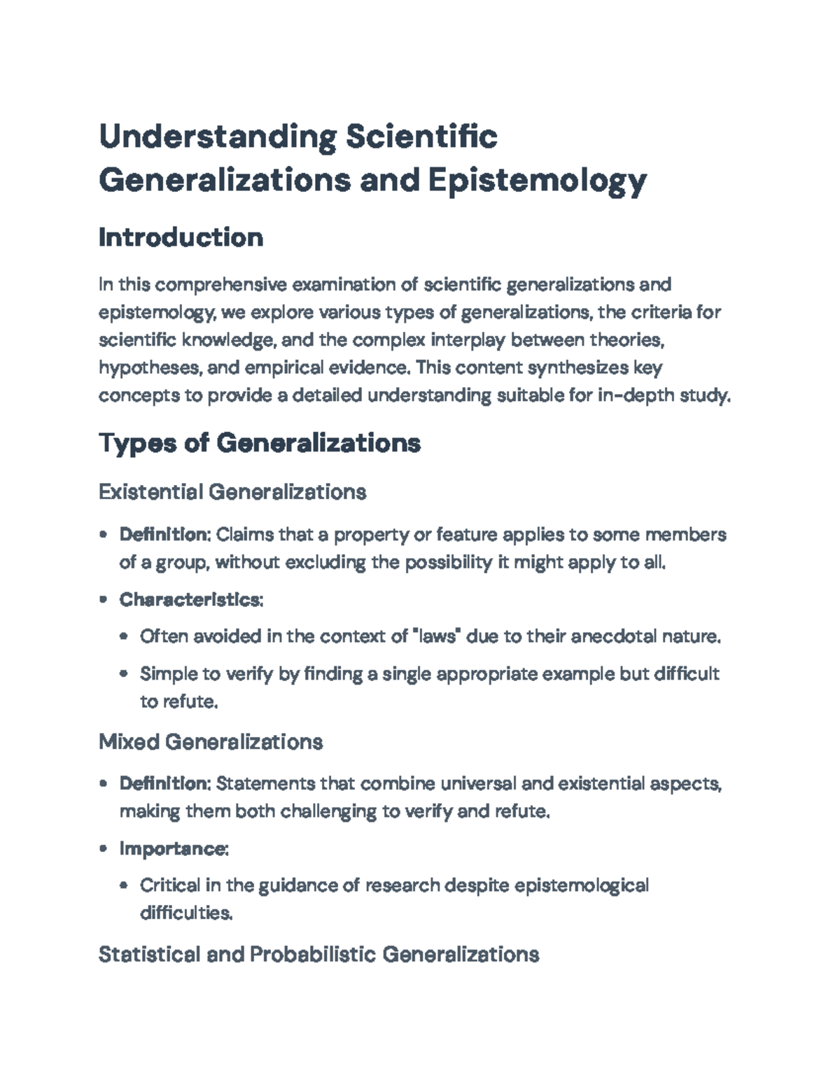 Understanding Scientific Generalizations in Epistemology: A Study Guide ...