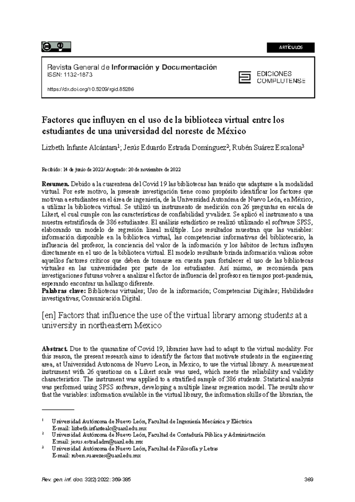 Factores que influyen en el uso de la biblioteca virtual (Investigación UANL) - Studocu