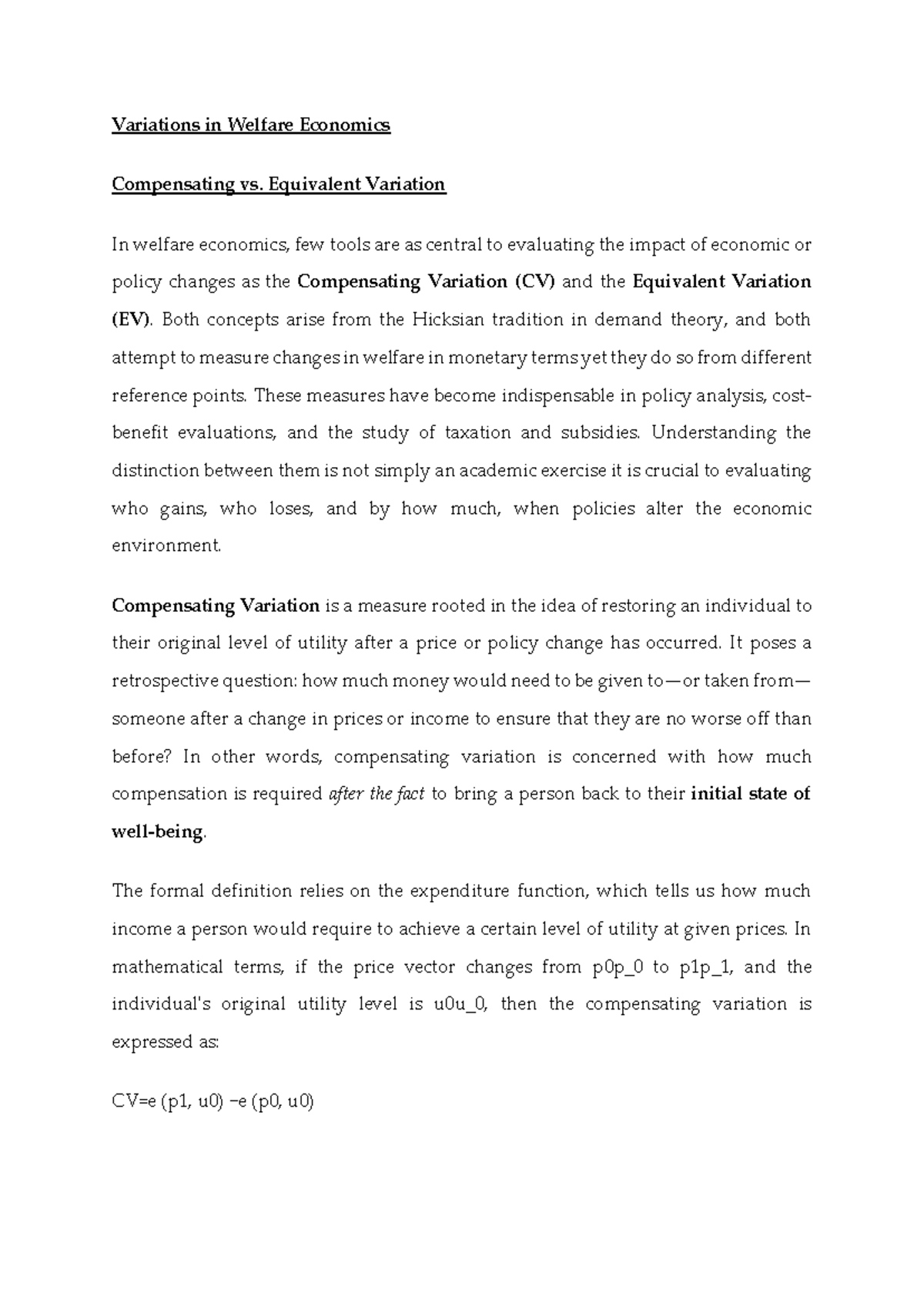 Welfare Economics: Compensating vs. Equivalent Variation - Lesson 8 ...