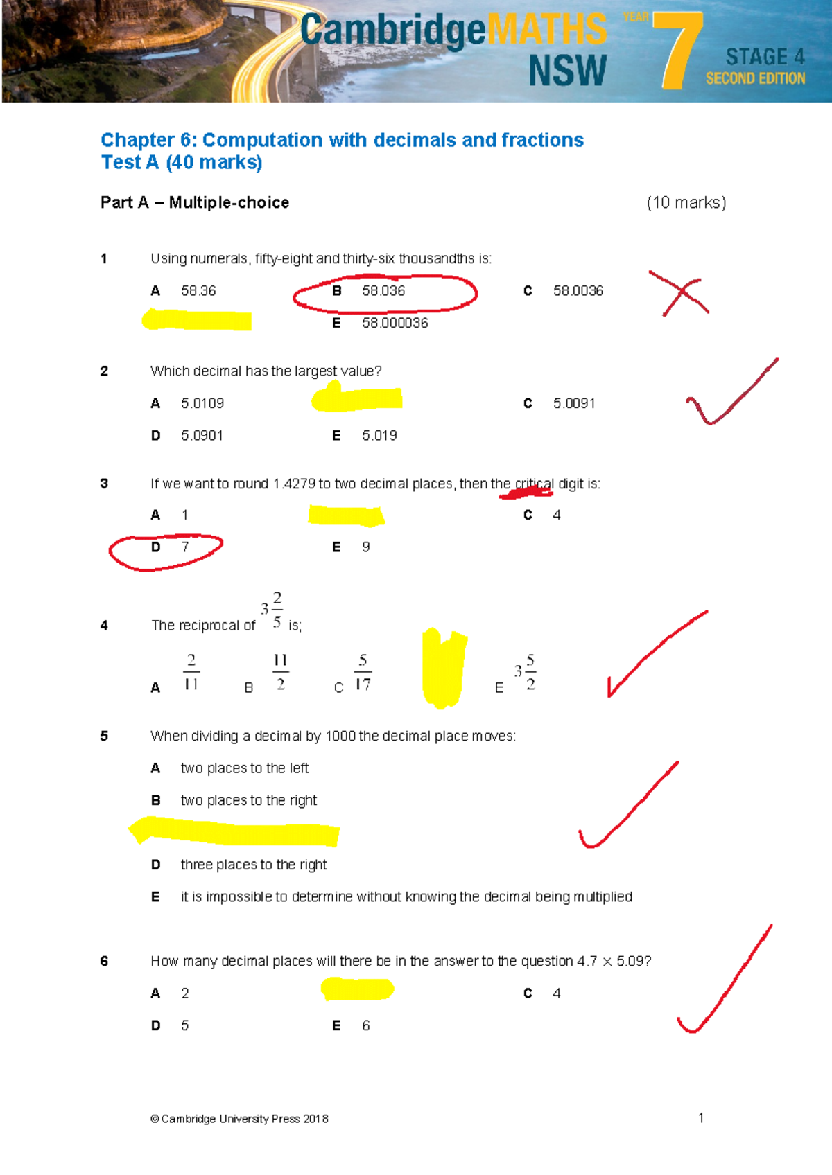 Chapter 6: Computation with Decimals and Fractions Test A - Studocu