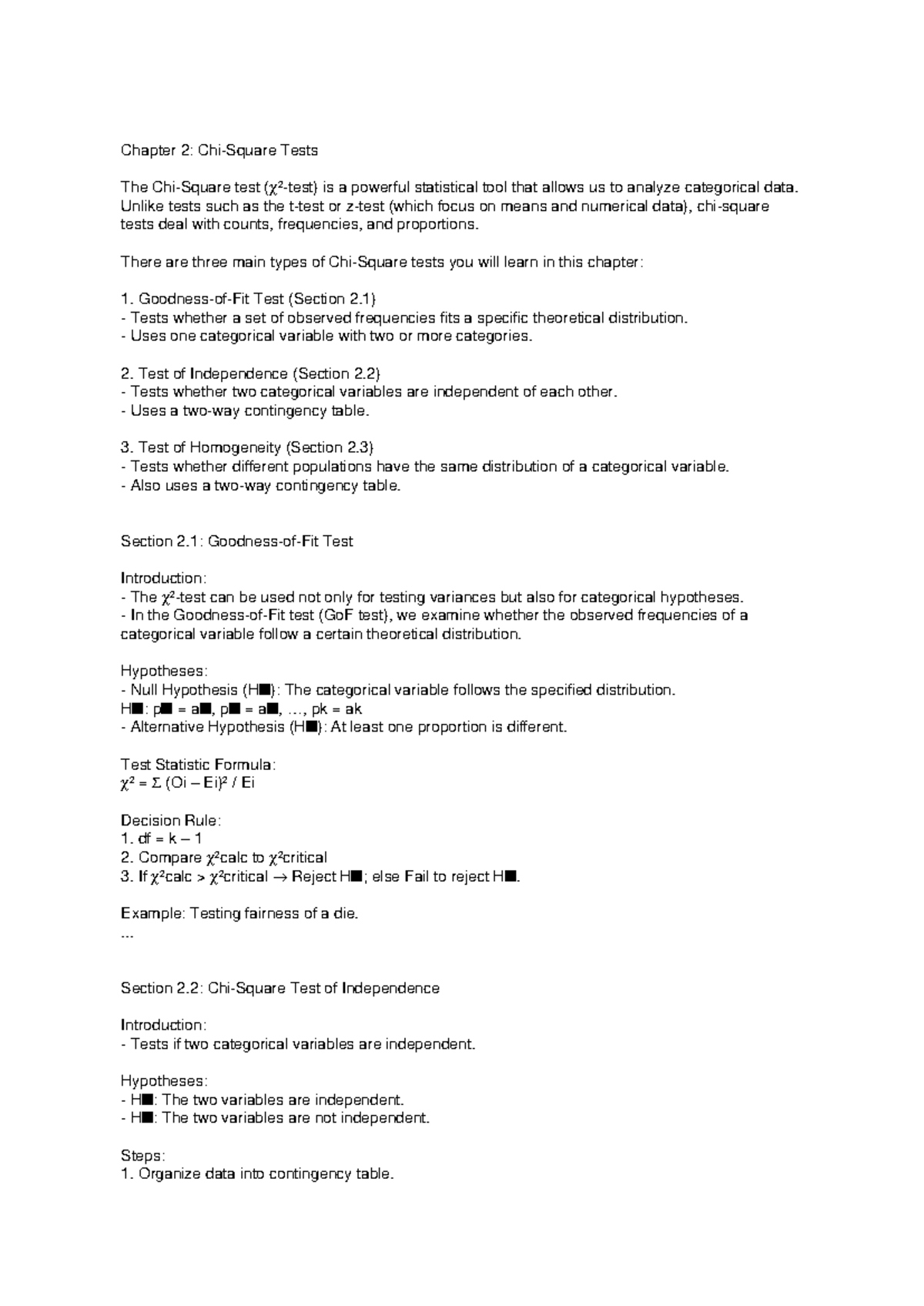 Chapter 2: Chi-Square Tests Guide (Statistical Analysis) - Studocu