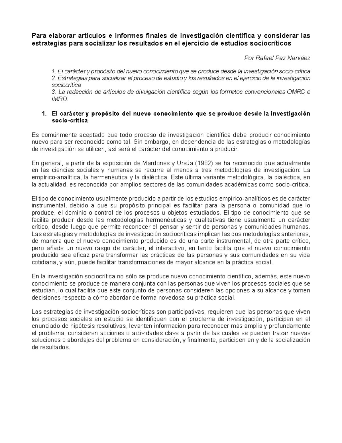 Guía para Redactar Informes Científicos: OMRC e IMRD - Studocu