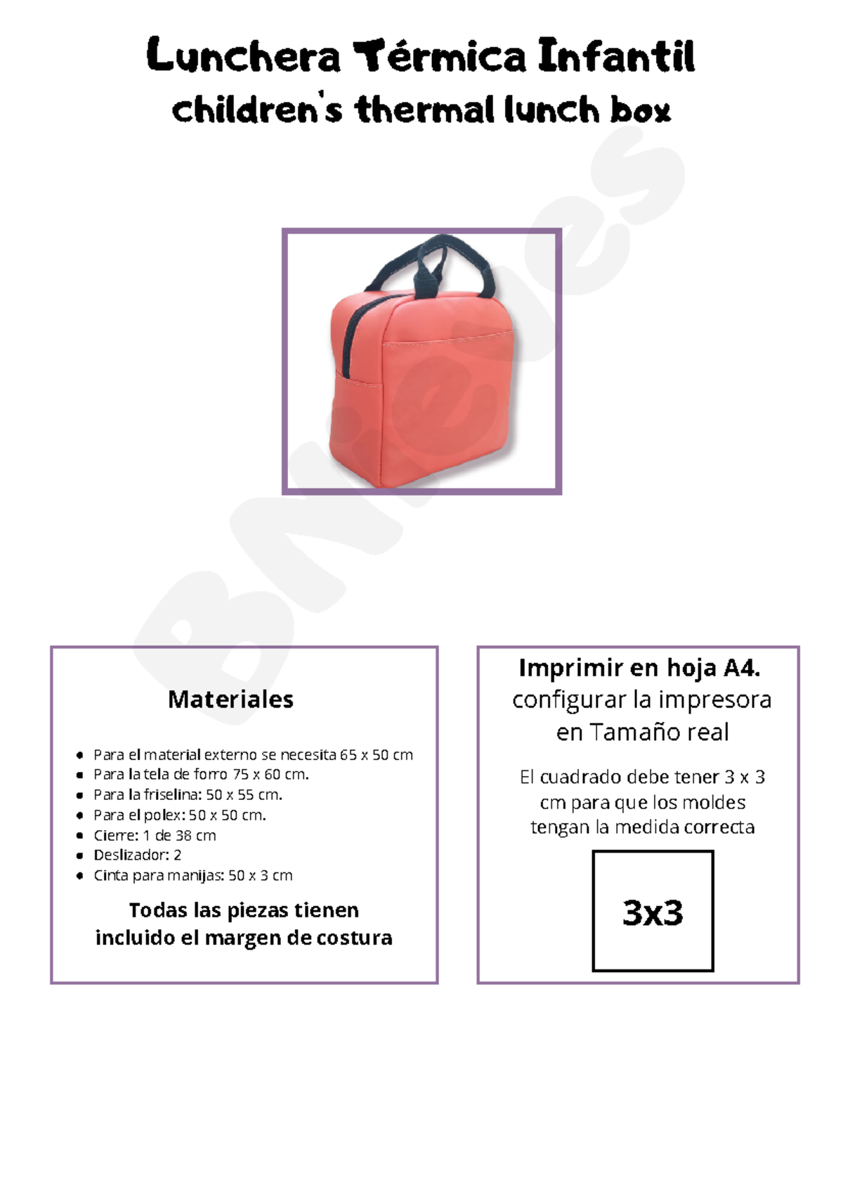 Lunchera Térmica Infantil BN - Instrucciones de Molde - Studocu