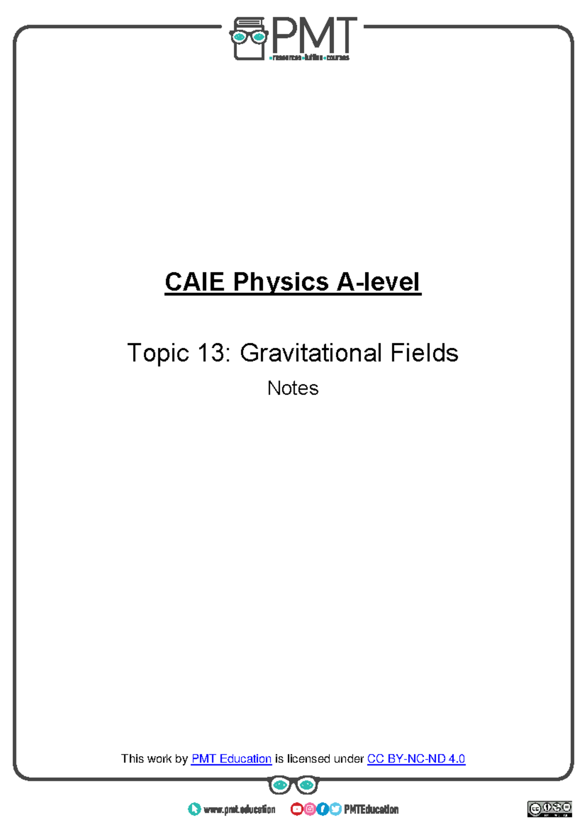 Notes on Gravitational Fields - CAIE Physics A-Level (Topic 13) - Studocu