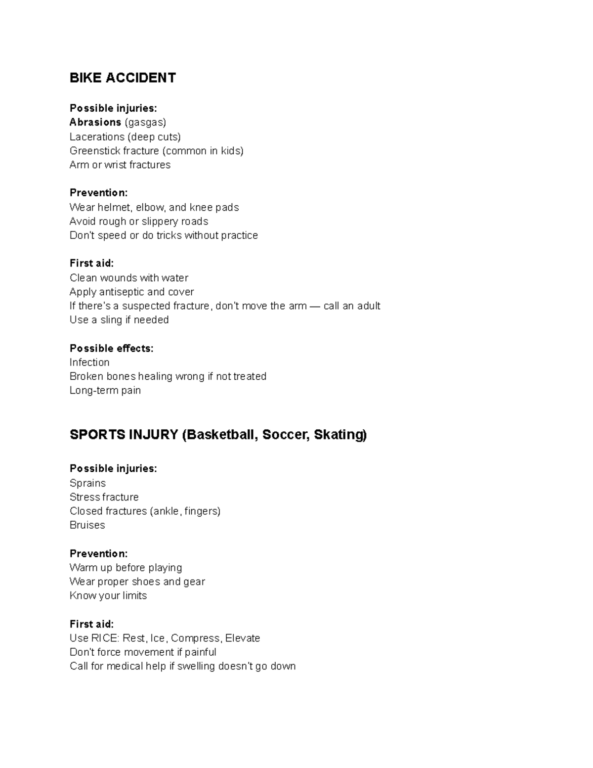 Pathfit - UHM: Sports Injuries & First Aid Guidelines - Studocu