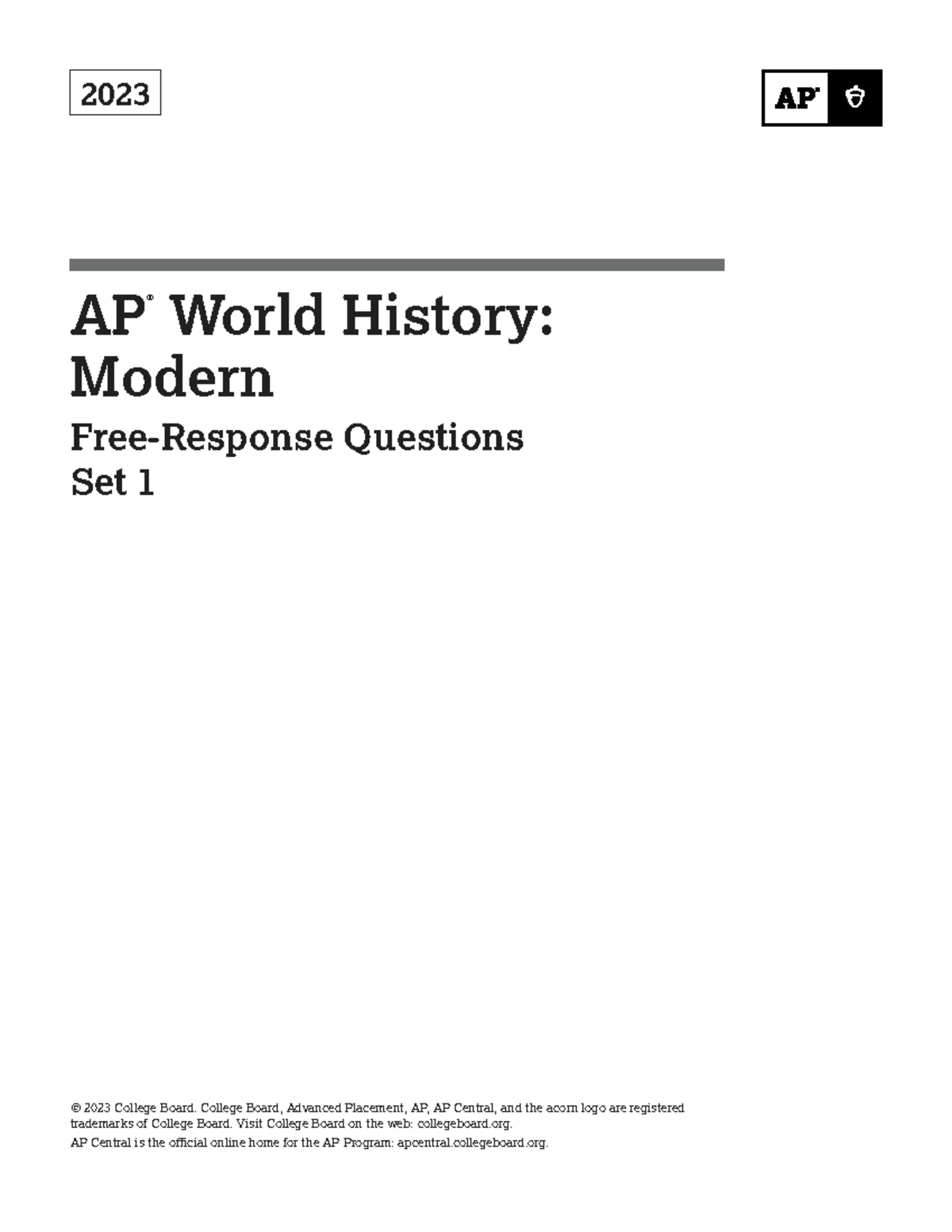 AP World History: Modern FRQ Set 1 - 2023 College Board - Studocu