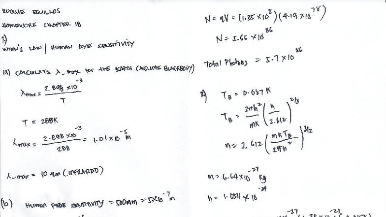 Homework H14: Wien's Law & Human Eye Sensitivity Analysis - Studocu