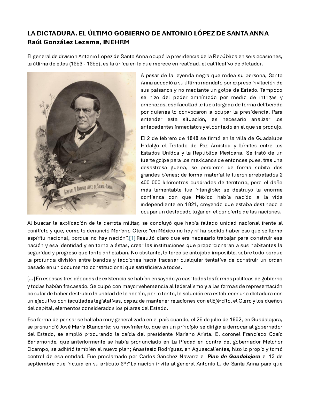 LA DICTADURA DE SANTA ANNA: ANÁLISIS Y CONTEXTO HISTÓRICO - Studocu