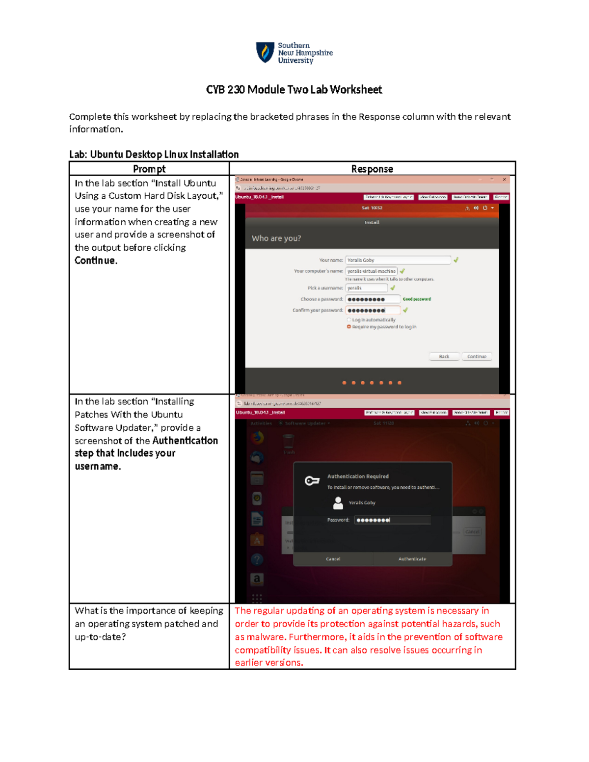 CYB 230 Module Two Lab Worksheet Yeralis Goby - CYB 230 Module Two Lab ...
