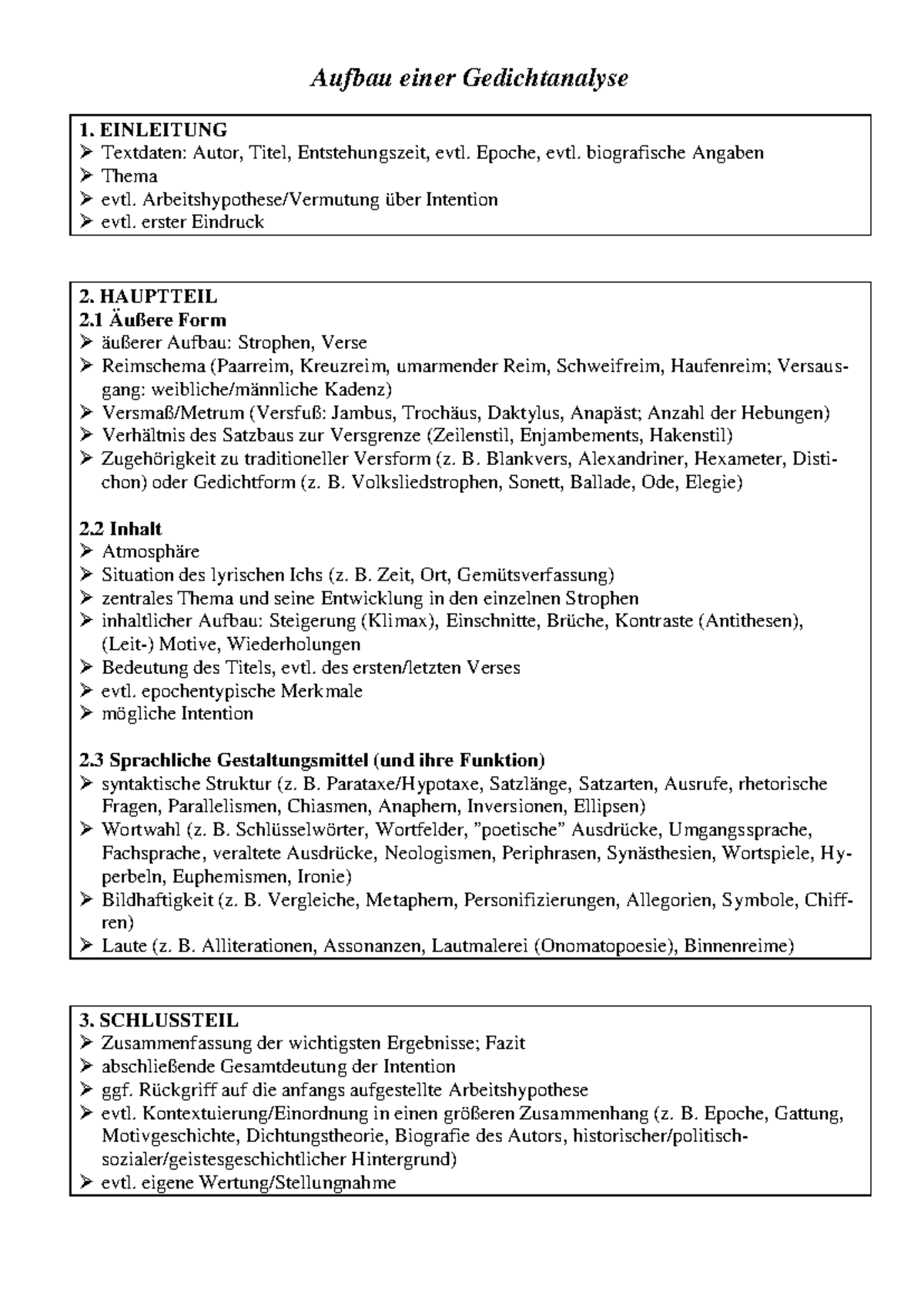 Aufbau einer Gedichtanalyse für Deutschunterricht: Leitfaden und Tipps ...