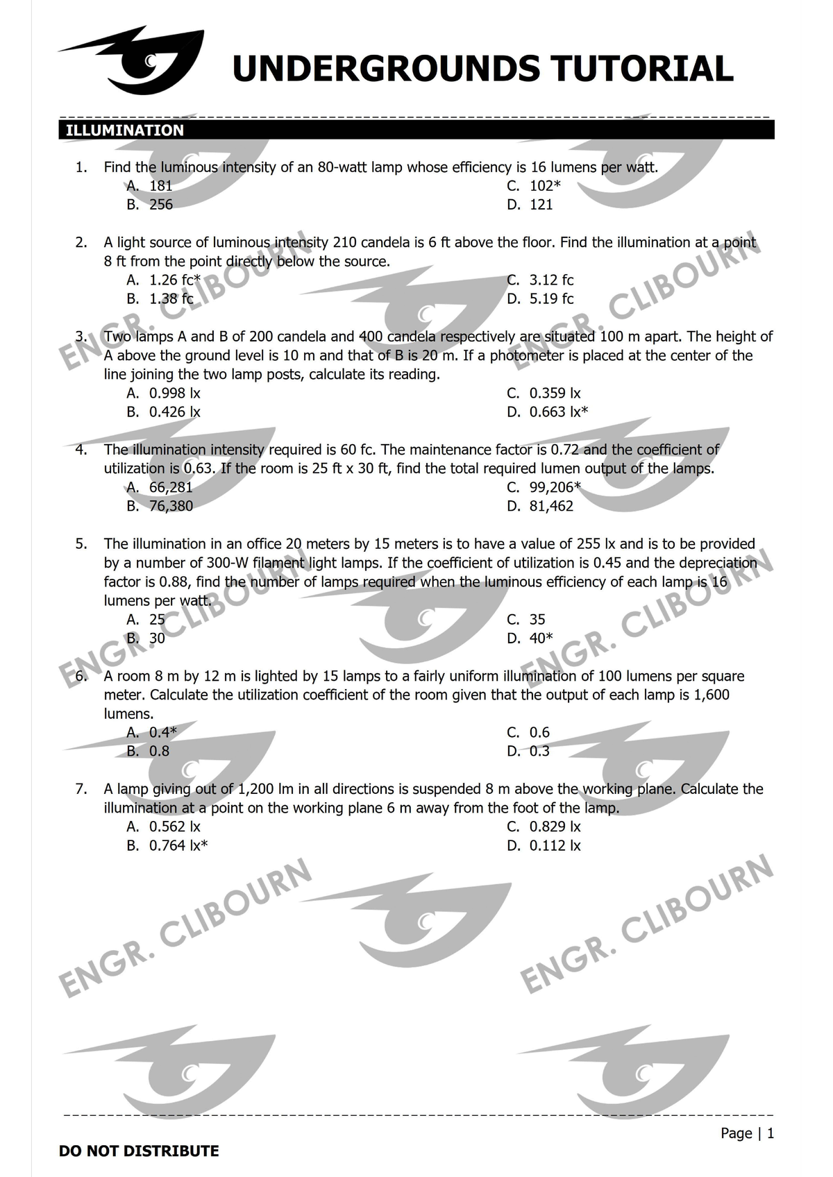 EE-18 Illumination Tutorial Solutions and Problems - Studocu