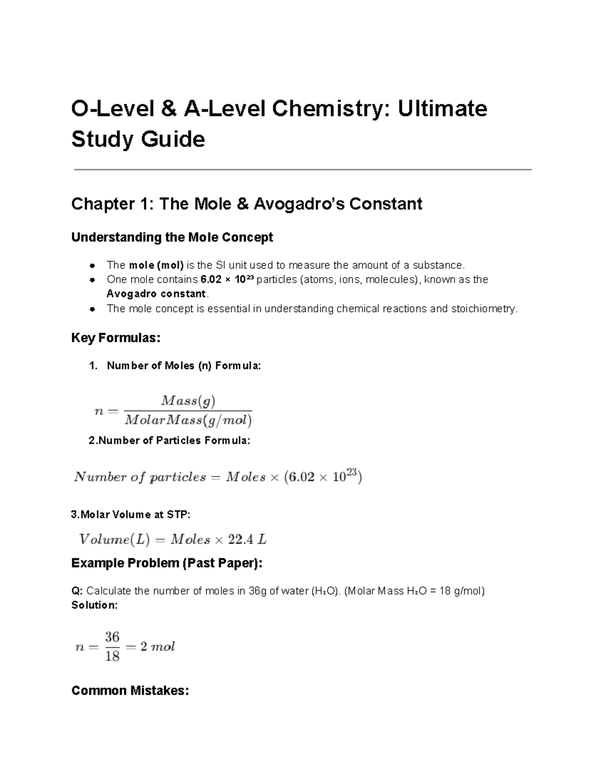 O Level A Level Chemistry Ultimate Study Guide O Level A Level