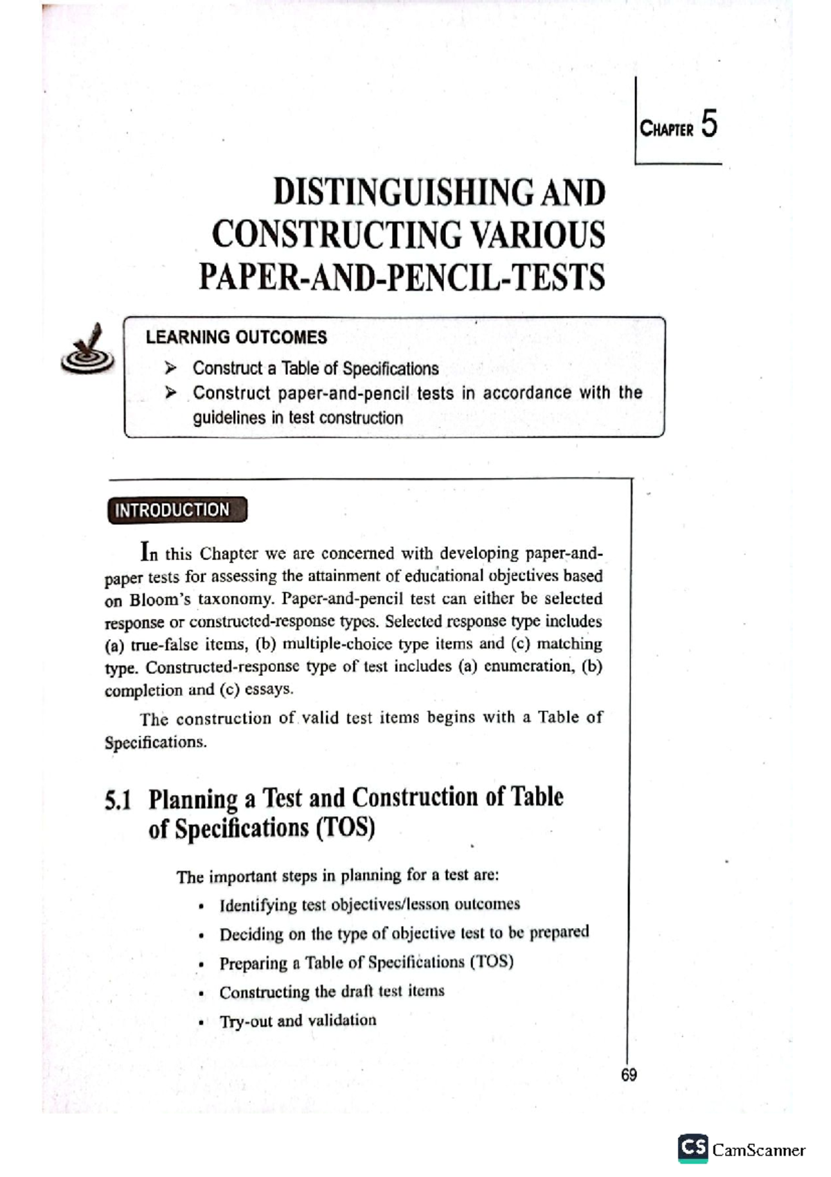 CS ASSESSMENT IN LEARNING 1: Chapter 5 - Constructing Learning Outcomes and - Studocu