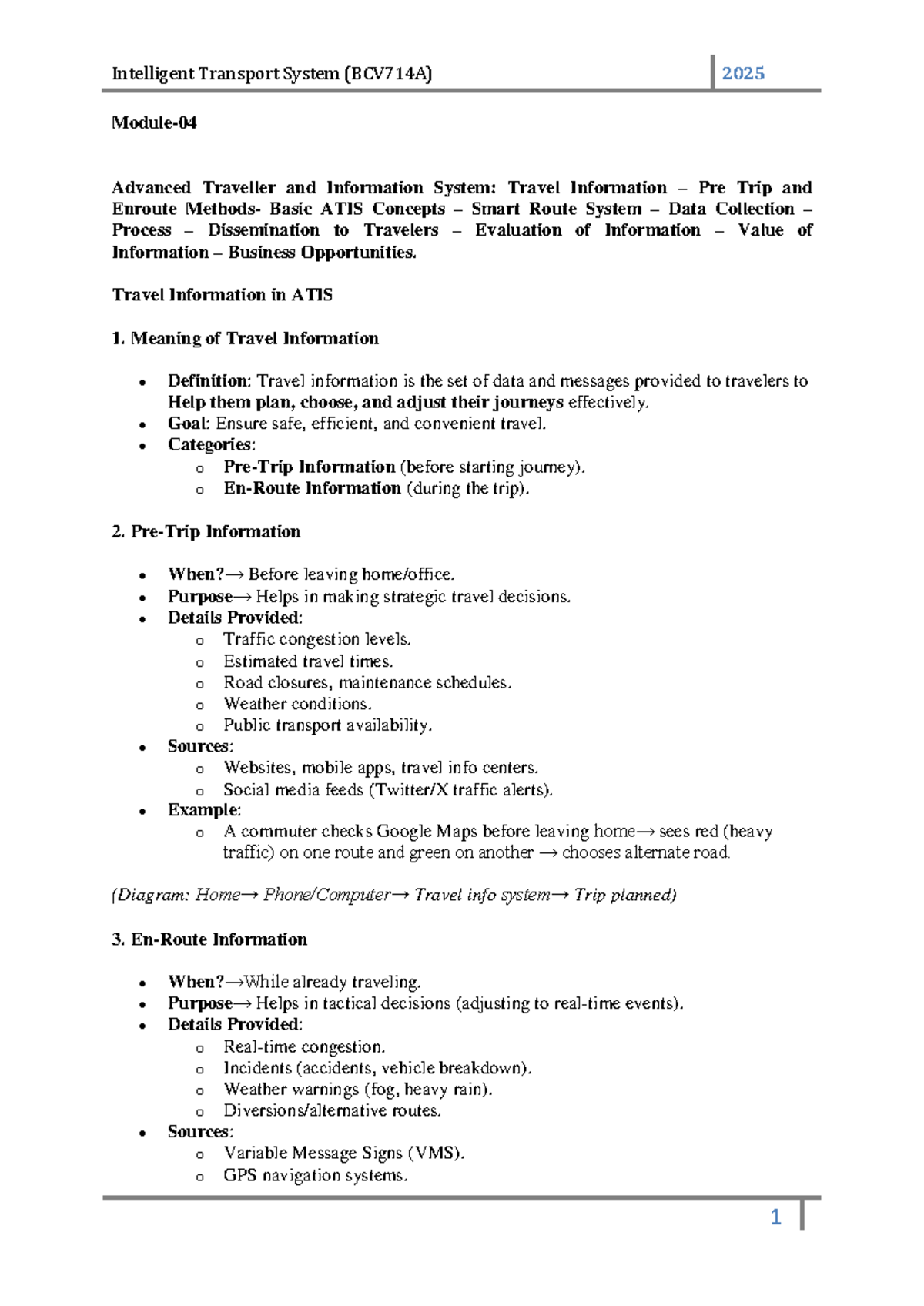Intelligent Transport Systems (BCV714A) Mod 4: ATIS Concepts & Benefits ...
