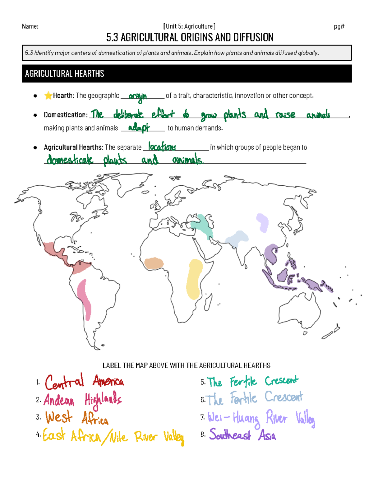 5.3 AP Human Geography: Agricultural Origins and Diffusion Notes - Studocu