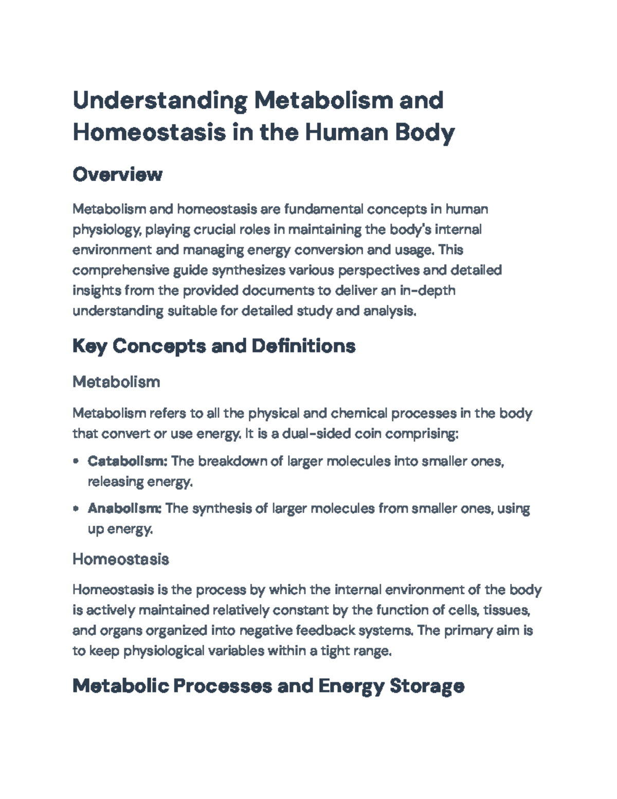 Understanding Metabolism and Homeostasis in Human Physiology ...