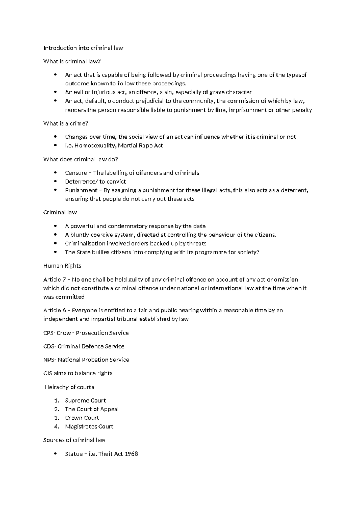 Introduction to Criminal Law: Key Concepts and Definitions - Studocu