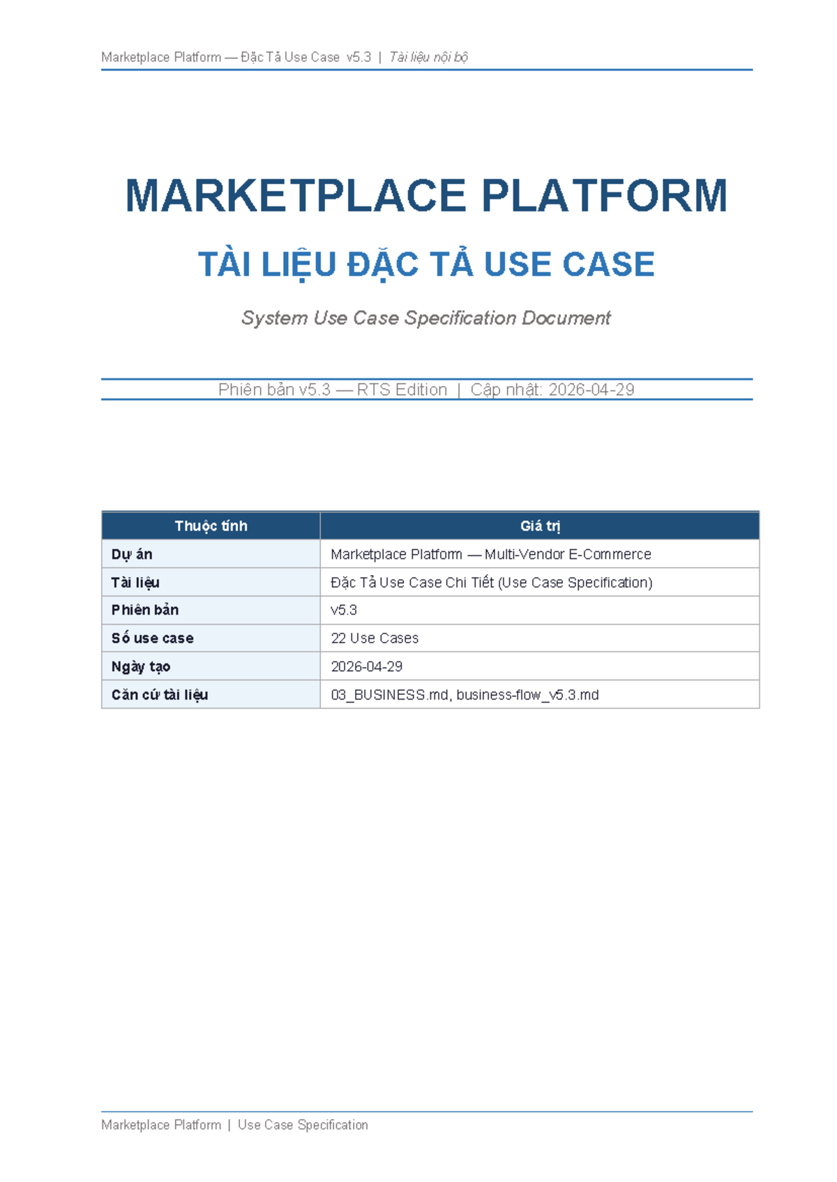 Marketplace Platform Use Case Specification Document v5.3 - Studocu