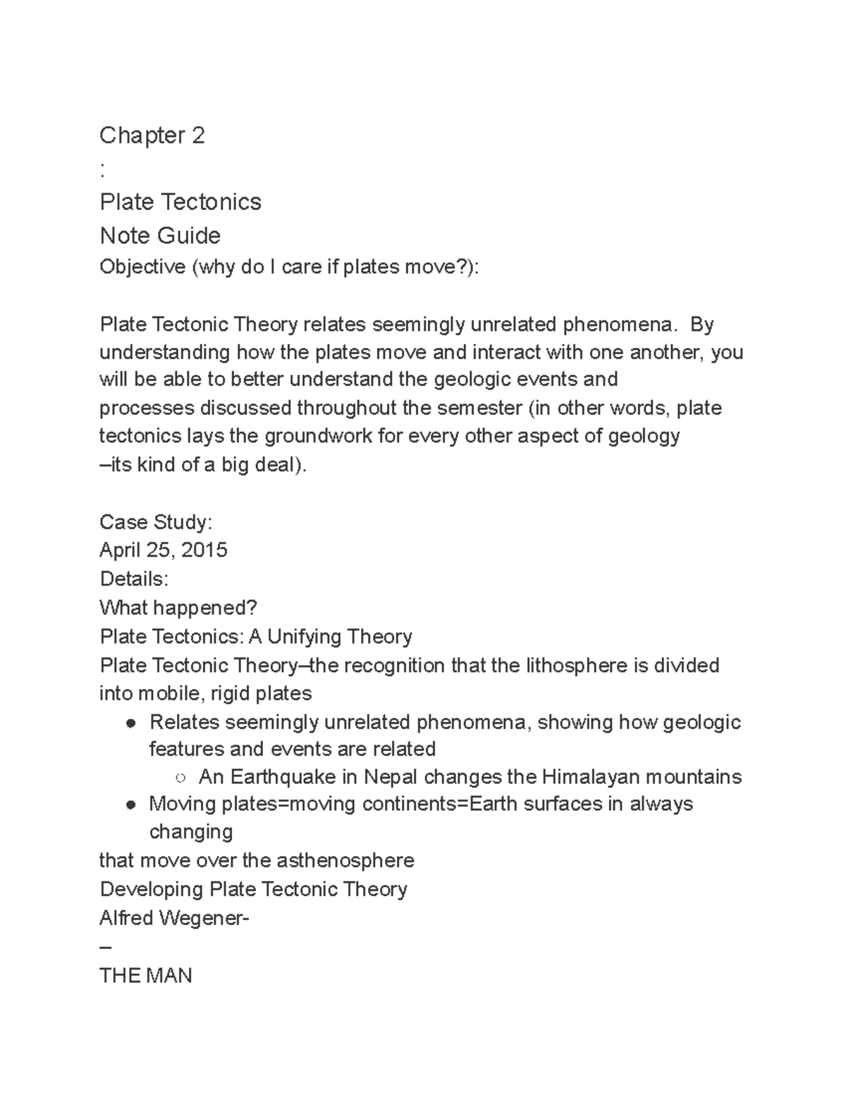 Plate tectonics Notes - Chapter 2 : Plate Tectonics Note Guide ...