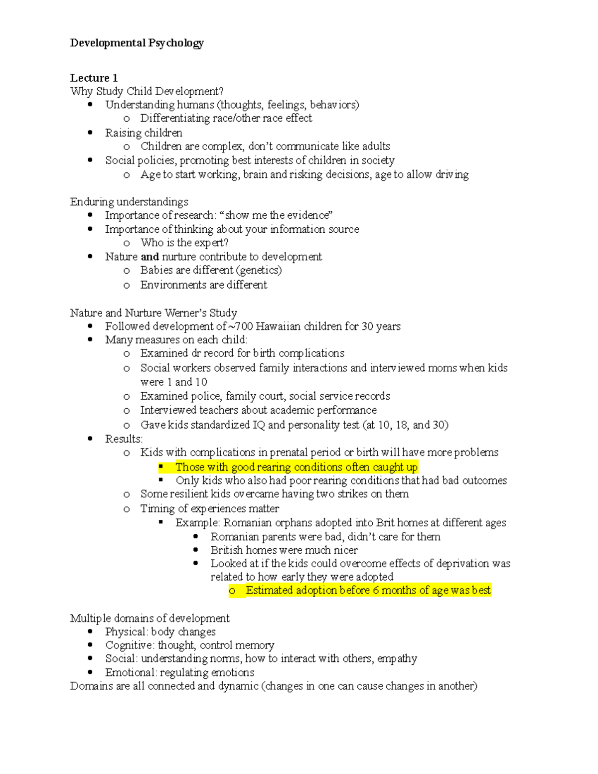Lecture 1: Understanding Child Development in Developmental Psych (PSY ...