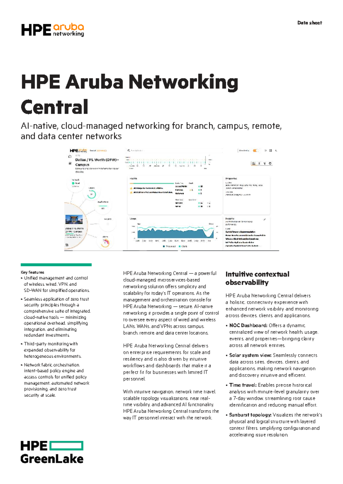 HPE Aruba Networking Central: Key Features & Insights (a00049630) - Studocu